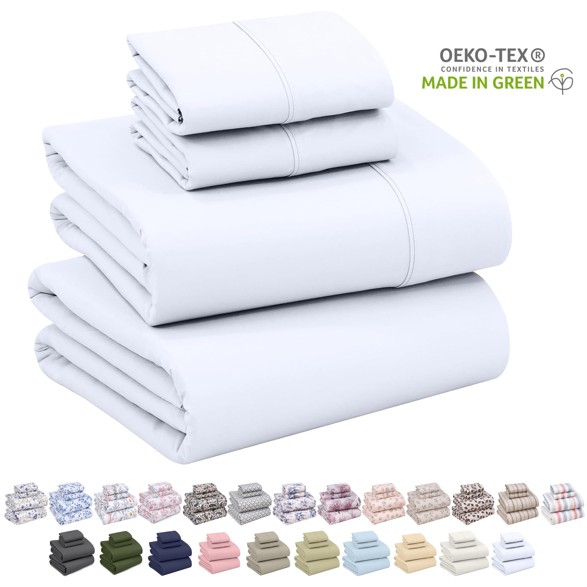 RUVANTI 100% Cotton Sheets - Crispy Cooling Percale Sheets for Queen ...