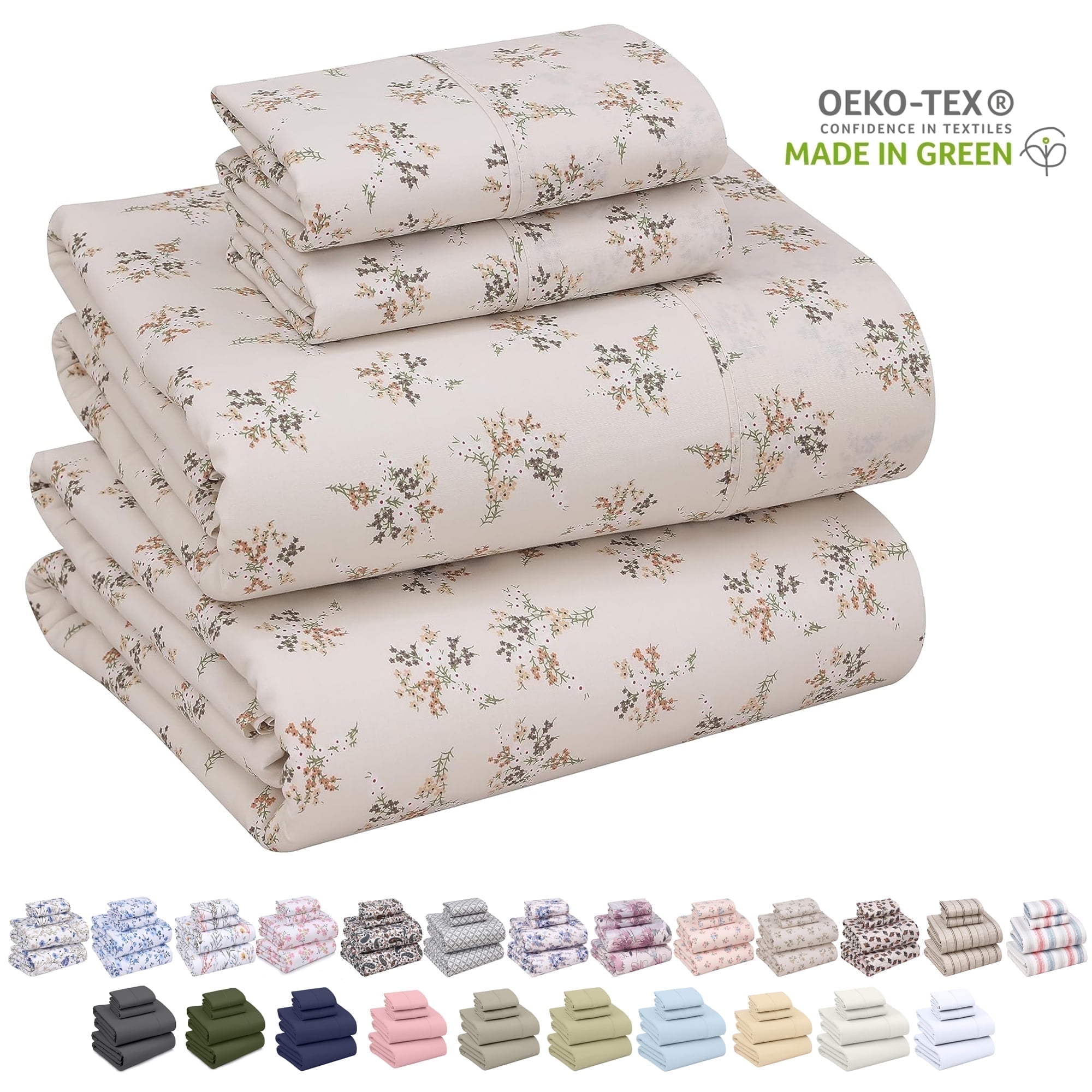 RUVANTI 100% Cotton Sheets for Full Size Bed - Crispy Cooling Percale ...