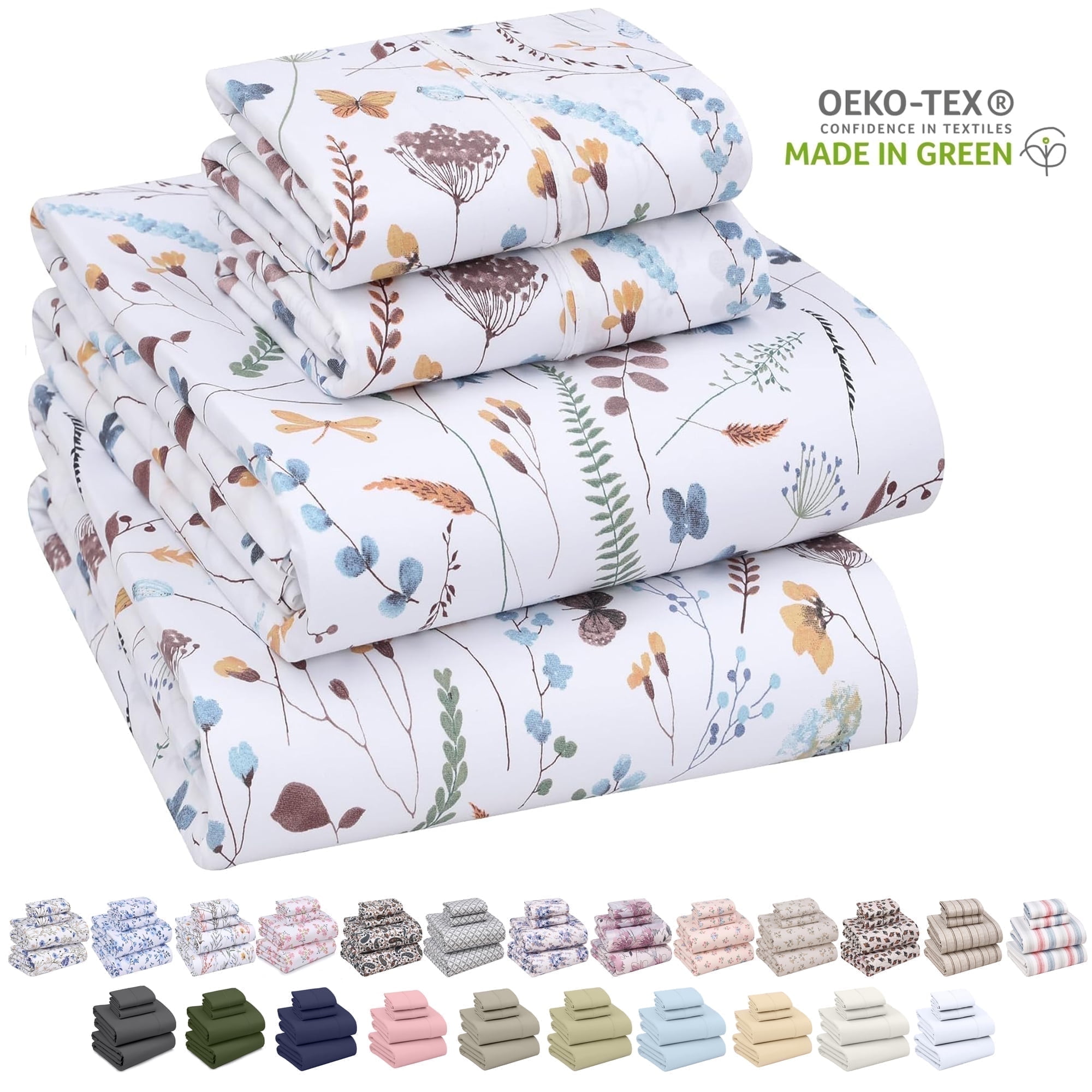 RUVANTI 100% Cotton Sheets for Full Size Bed - Crispy Cooling Percale ...