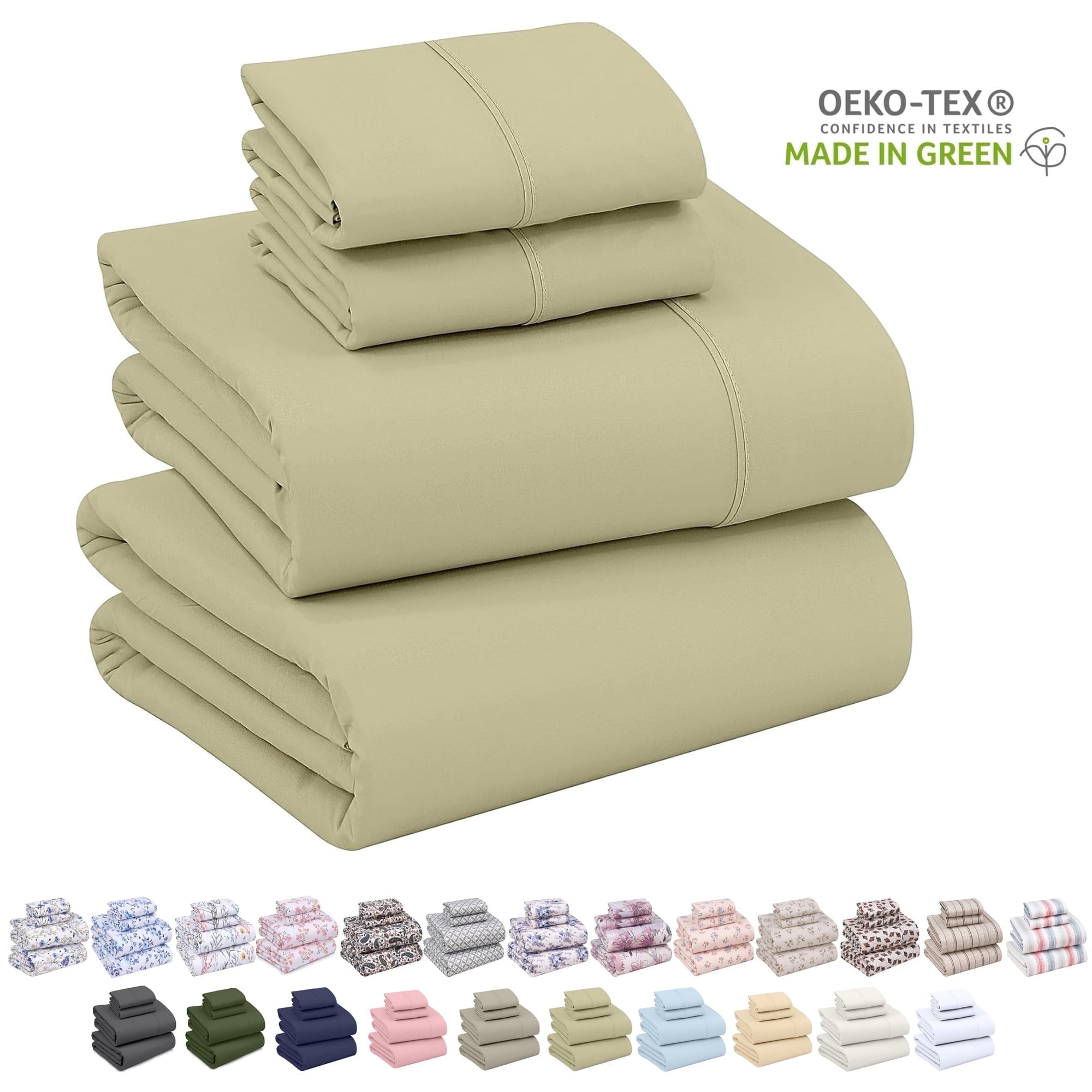 RUVANTI 100% Cotton Sheets for Full Size Bed - Crispy Cooling Percale ...