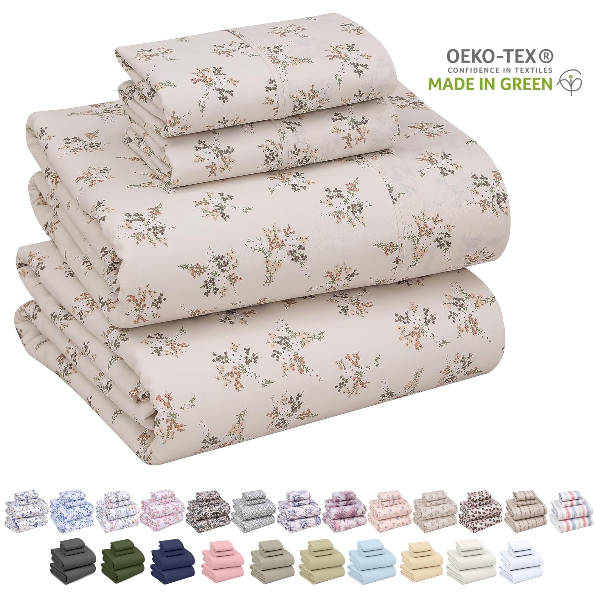 Ruvanti 100% Cotton Sheets Queen Size Bed Sheet Set–16 inches Deep ...