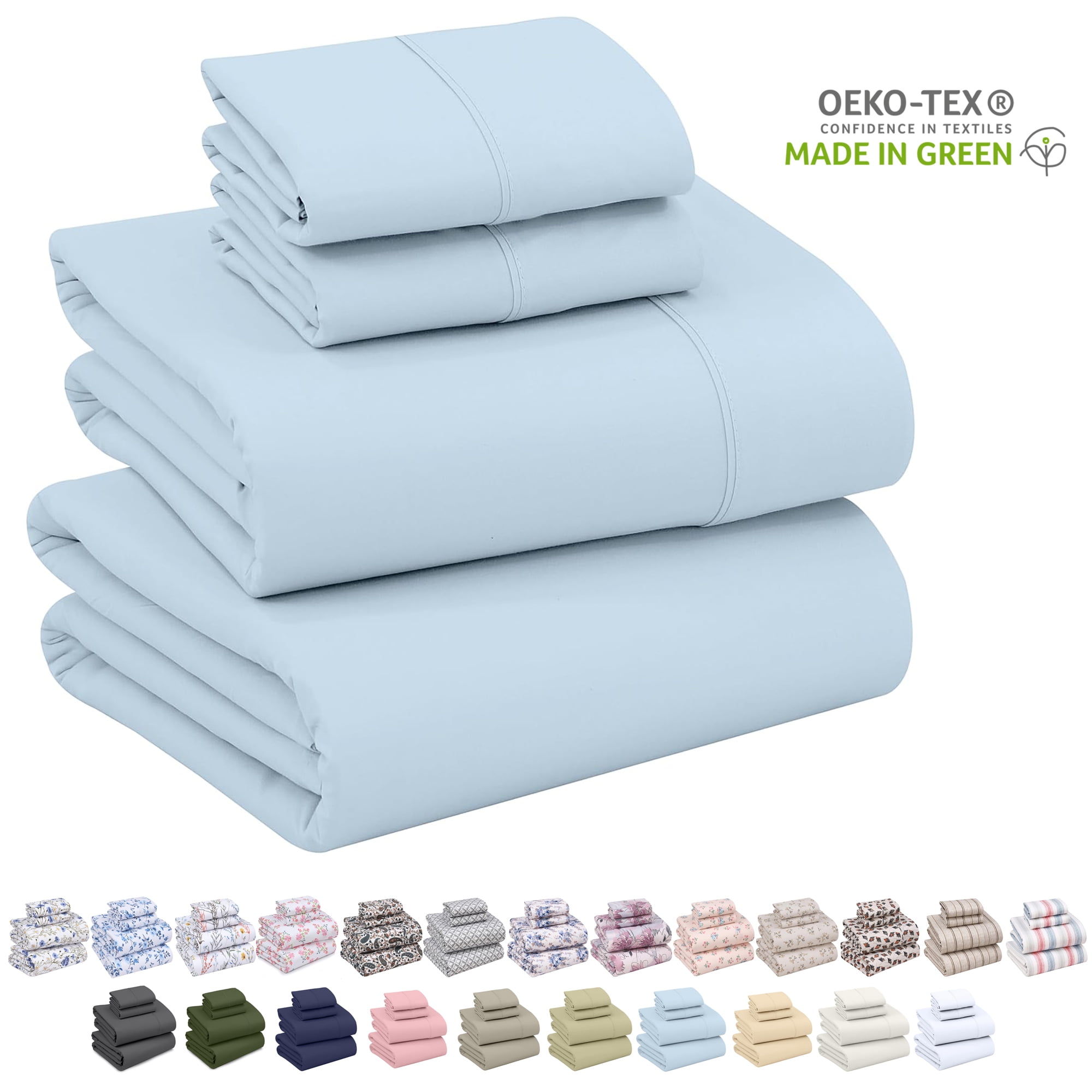 RUVANTI 100% Cotton Sheets for Queen Size Bed - Crispy Cooling Percale ...