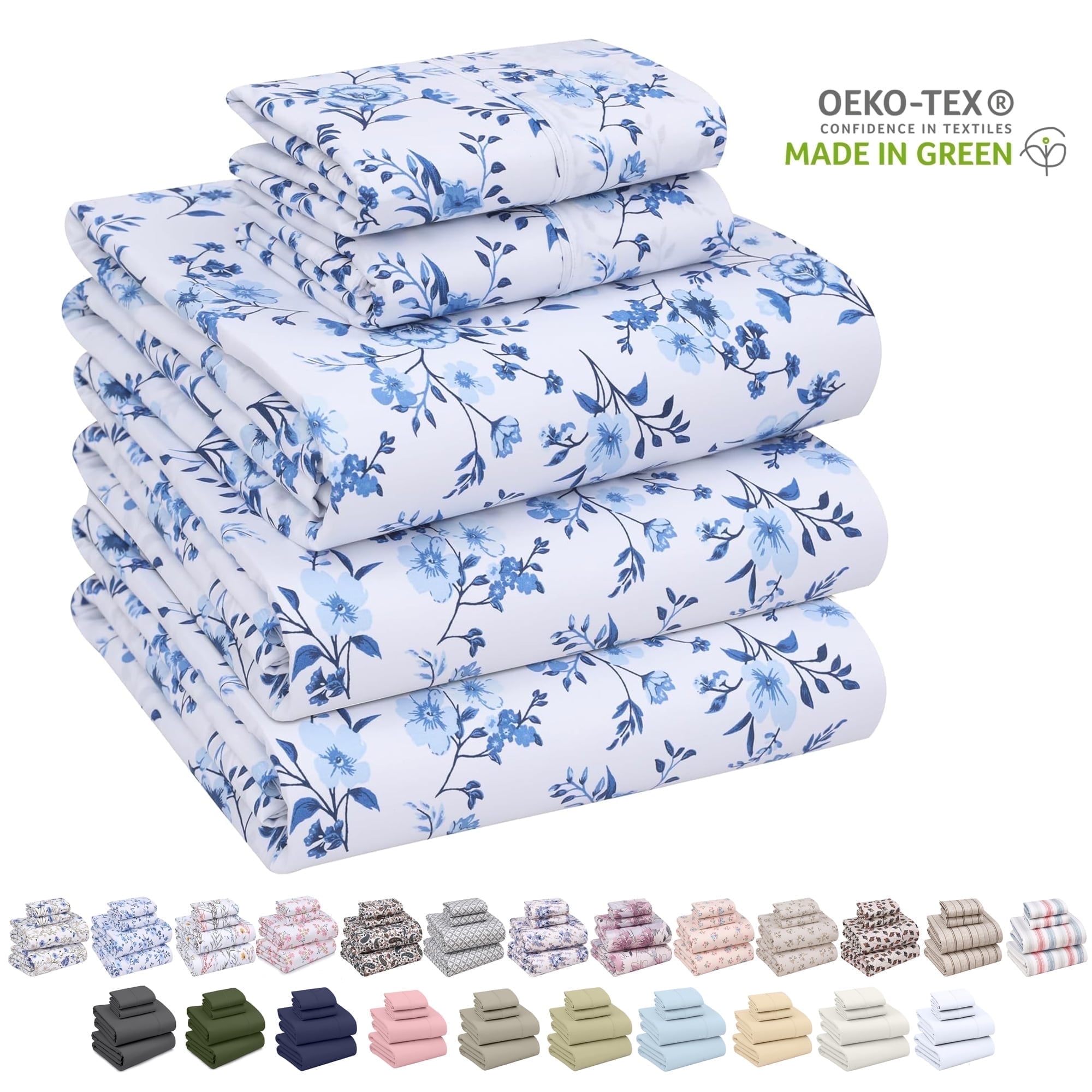 Ruvanti 100% Cotton Sheets Split King Size Bed Sheet Set – 16 inches ...
