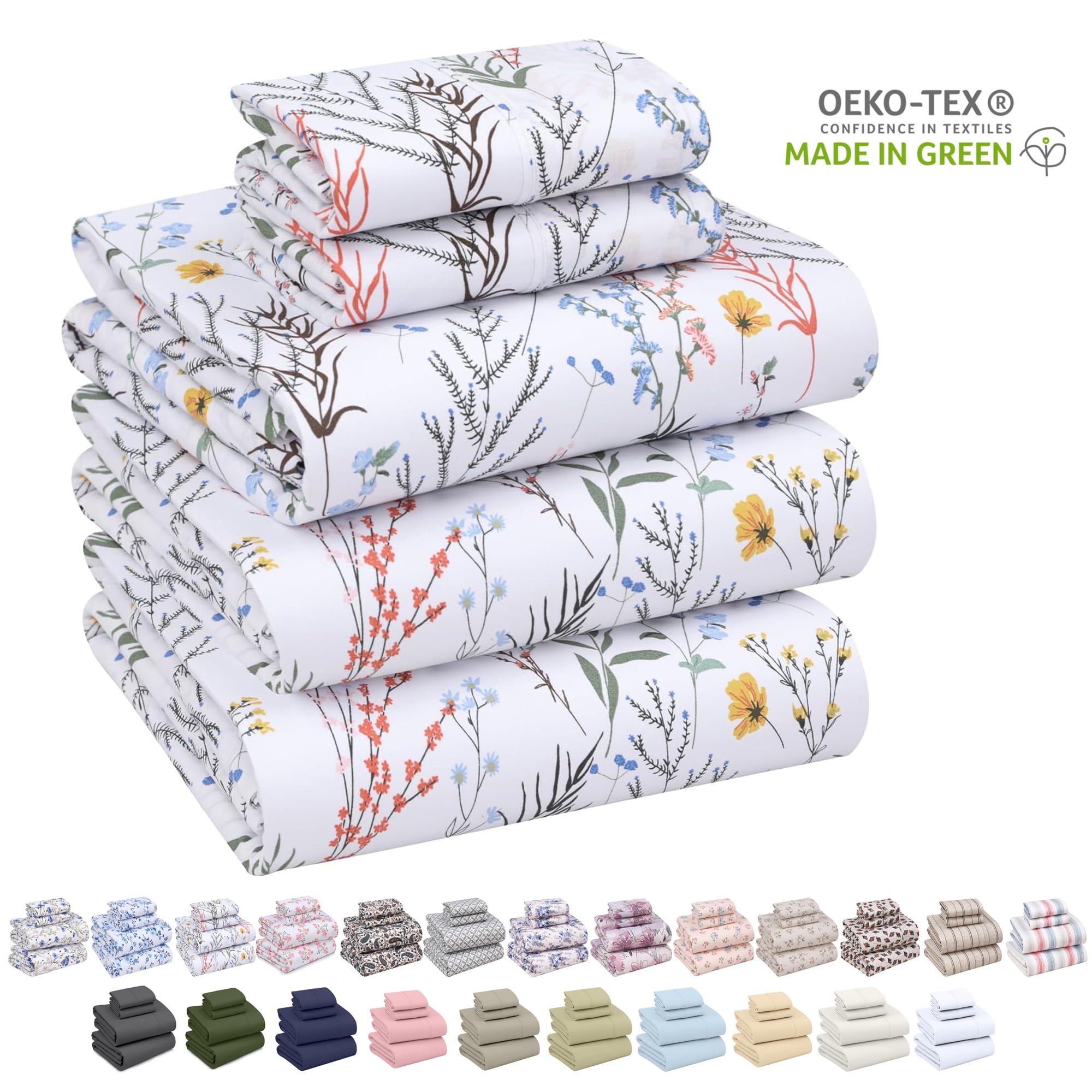 RUVANTI 100% Cotton Sheets for Split King Size Bed - Crispy Cooling ...