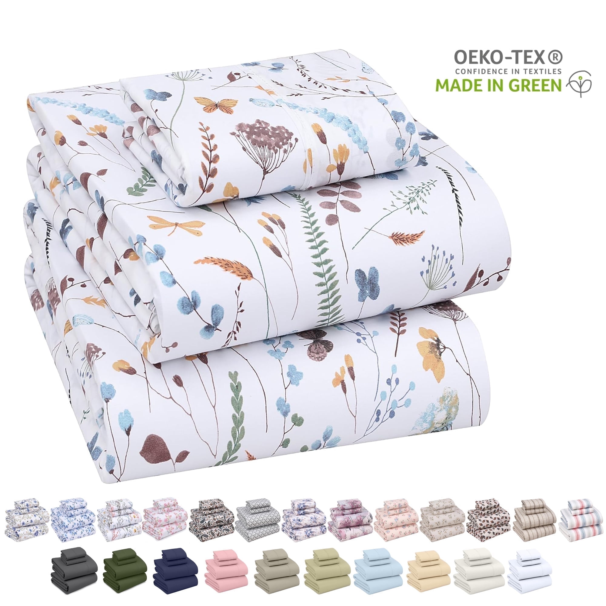 RUVANTI 100% Cotton Sheets for Twin Size Bed - Crispy Cooling Percale ...