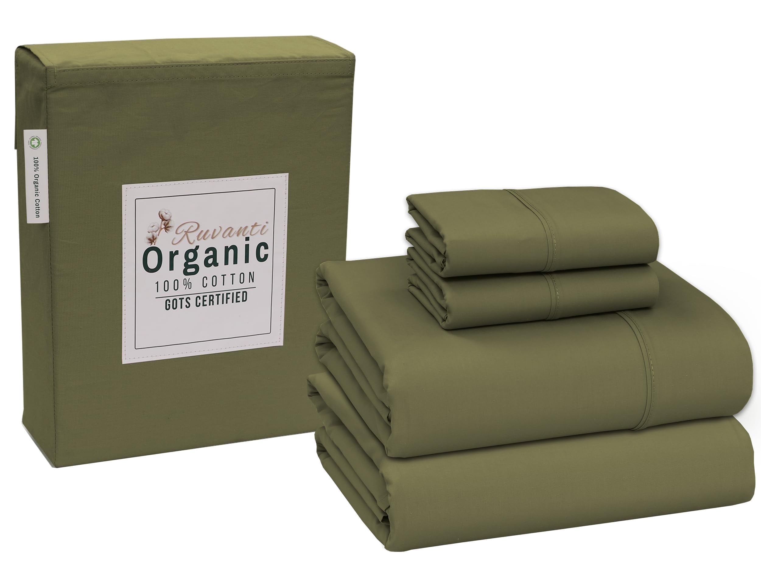 RUVANTI 100% Organic Cotton Sheets - King Size Sheet Set - 4 Piece ...
