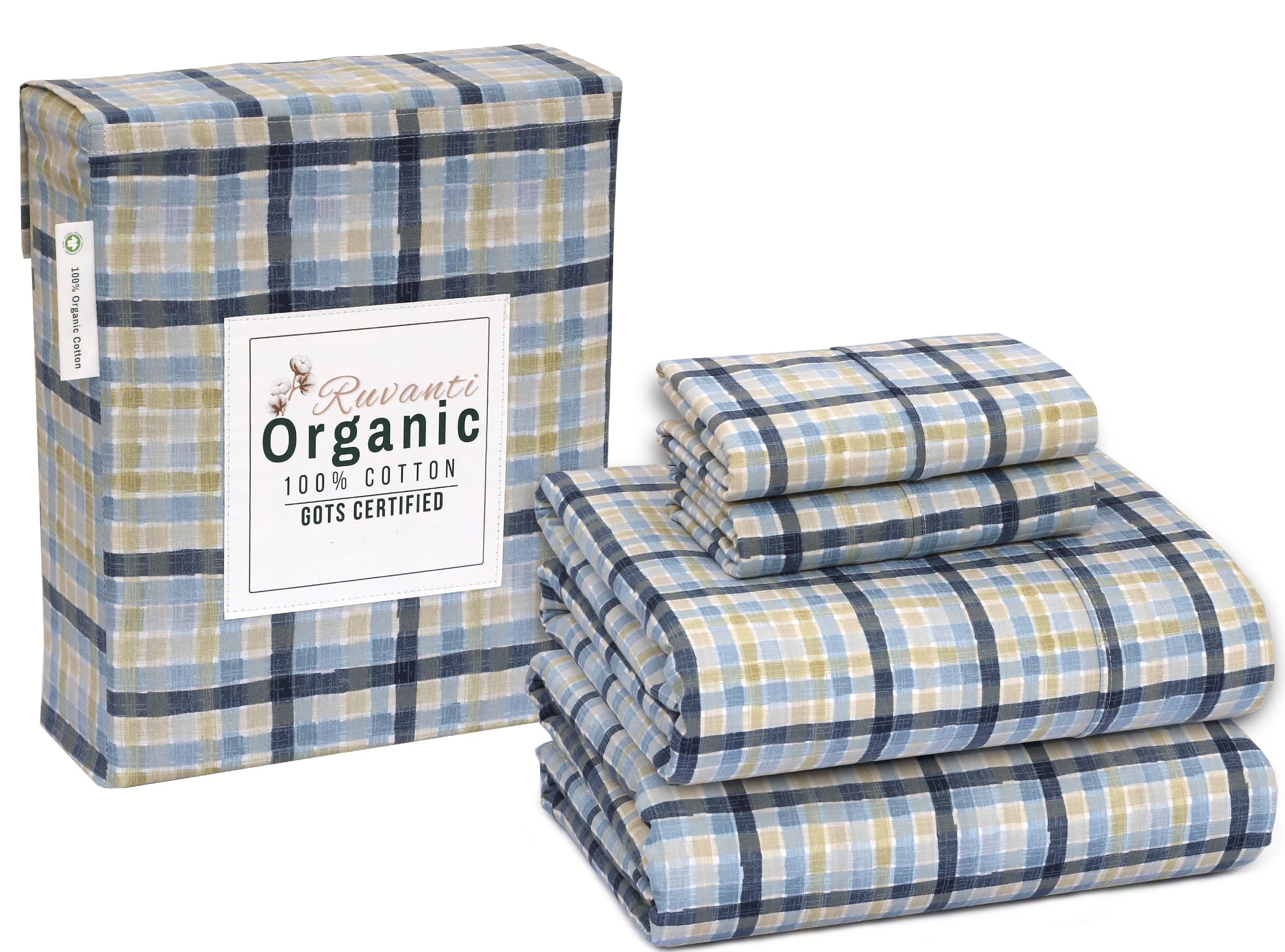 RUVANTI 100% Organic Cotton Sheets - Twin XL Sheet Sets - 3 Piece ...