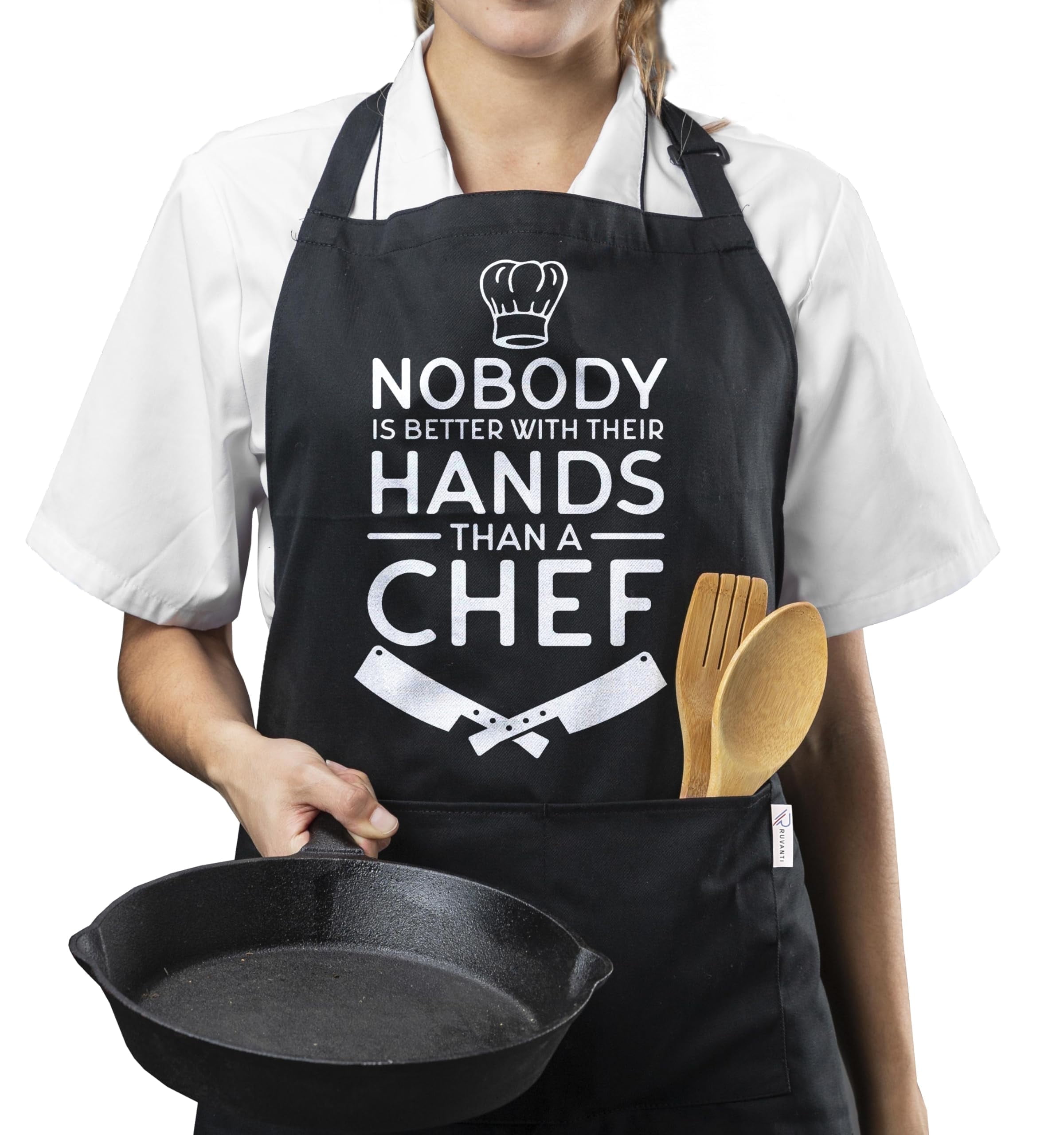 RUVANTI Aprons for Men 1 Pack - Adjustable Cotton Enriched Thicker ...