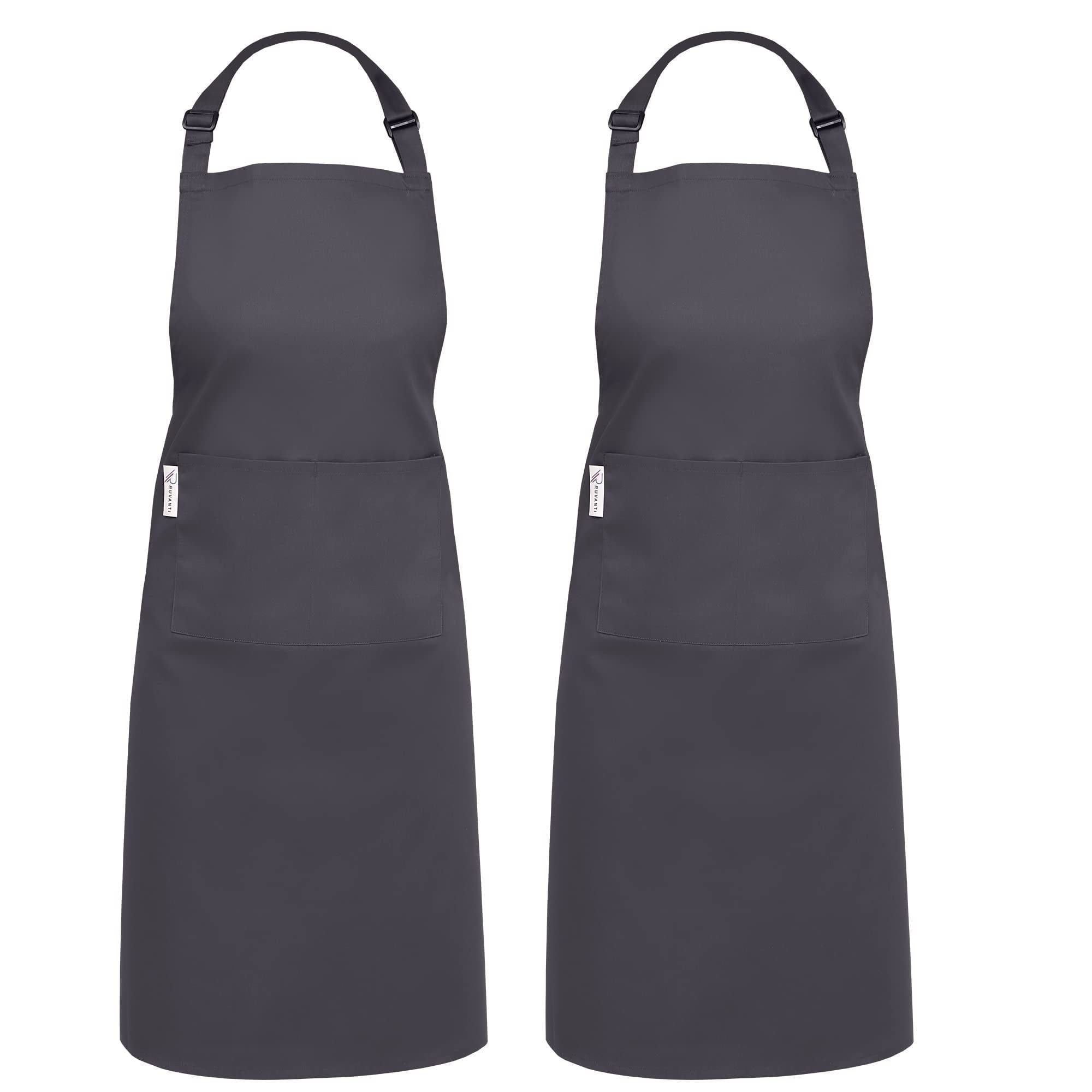 RUVANTI Aprons for Men 2 Pack - Adjustable Cotton Enriched Thicker ...