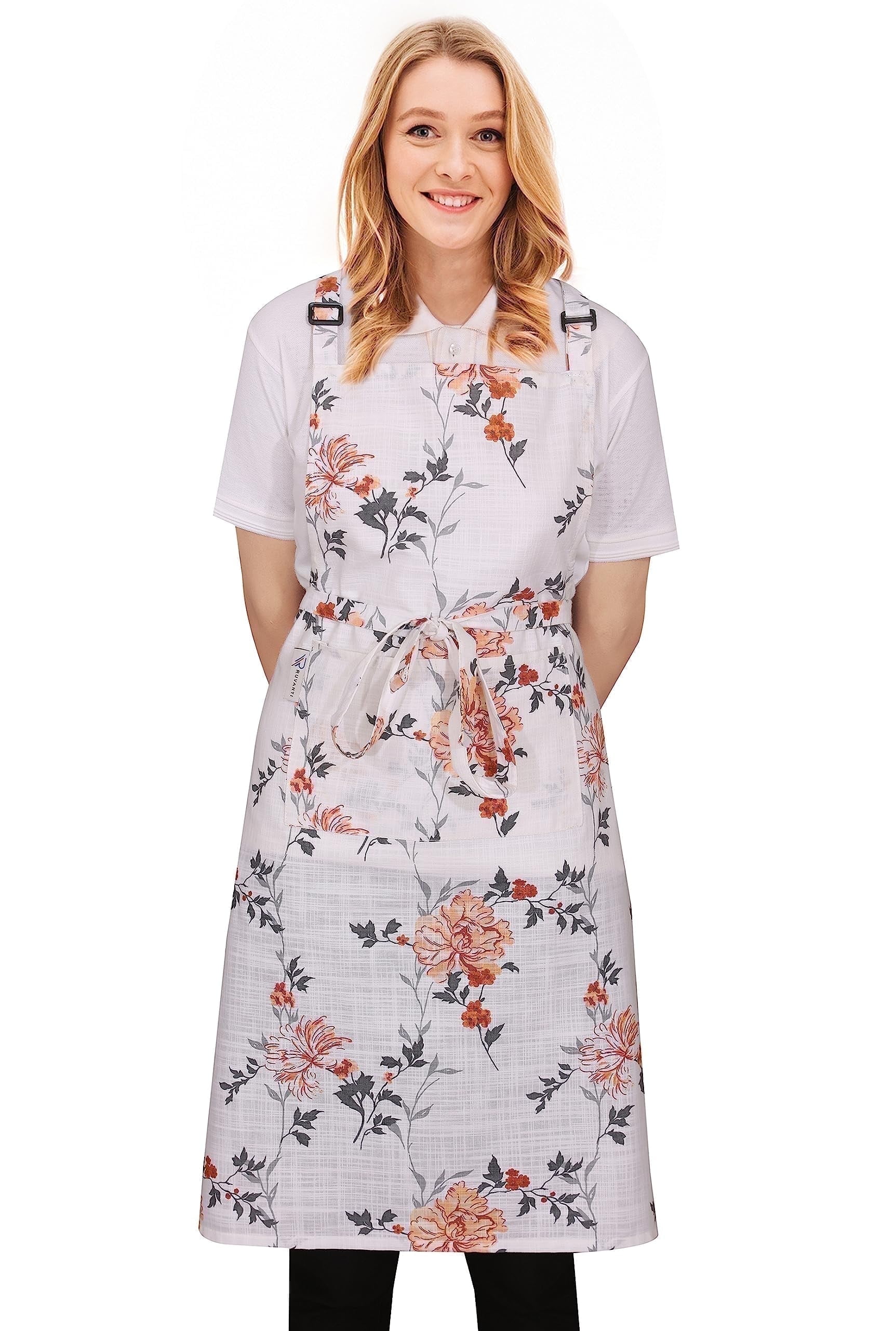 RUVANTI Aprons for Women with Pockets - Adjustable up to XXL - 100% ...