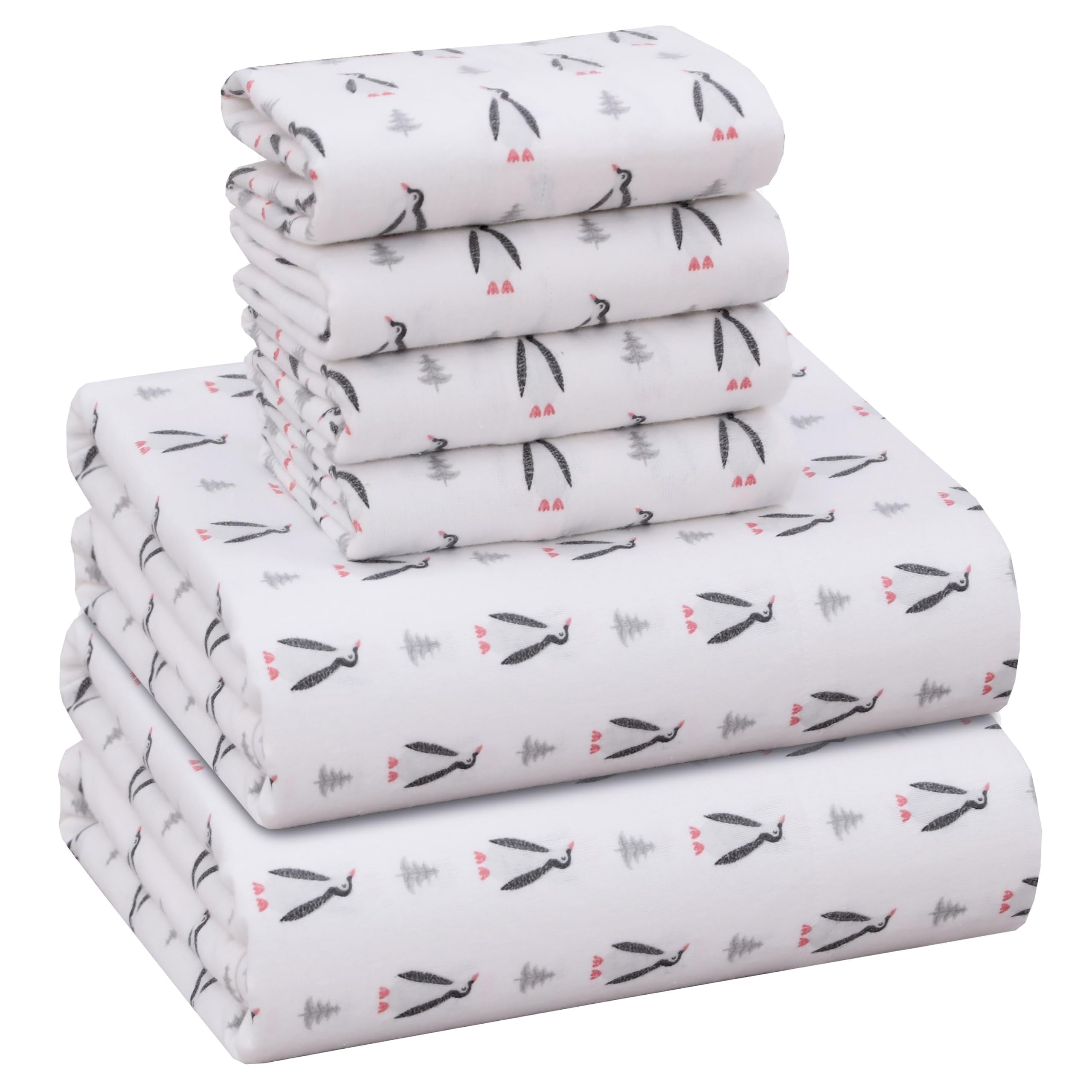 Ruvanti Flannel Sheets Full Size 6 Pcs - 100% Cotton Double Brushed Bed ...