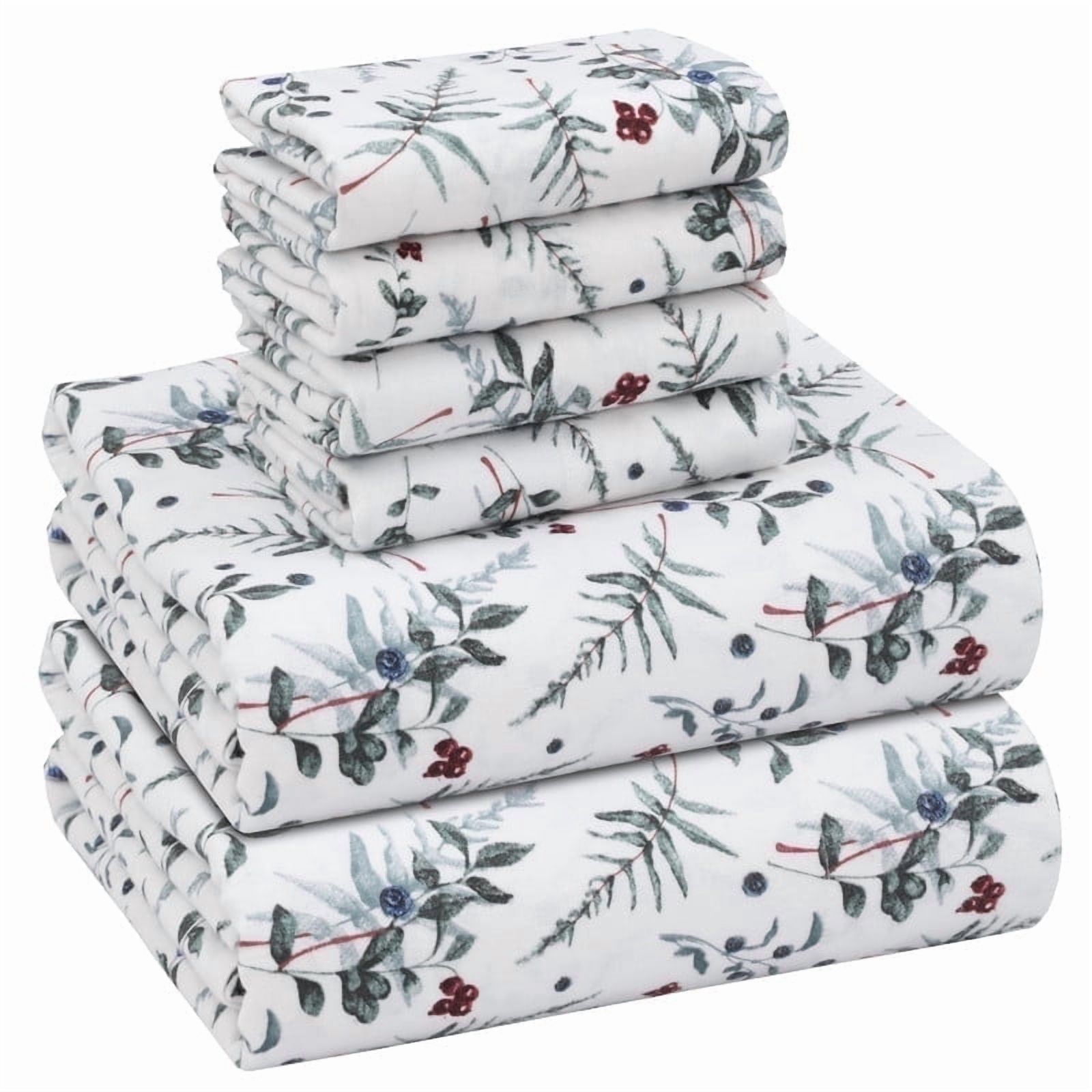 Ruvanti Flannel Sheets Full Size 6 Pcs - 100% Cotton Double Brushed Bed ...