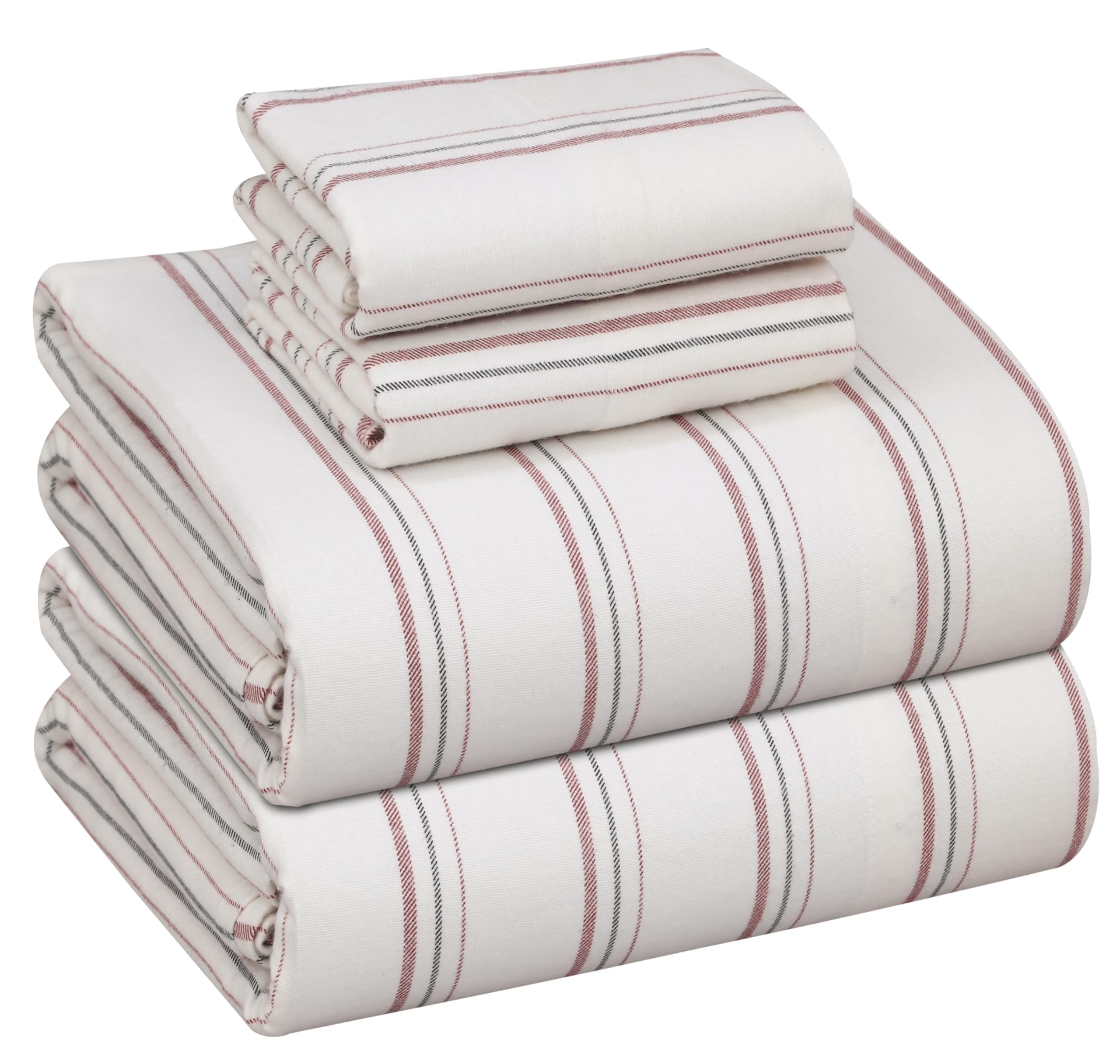 RUVANTI Flannel Sheets Queen Size - 100% Cotton Double Brushed Bed ...