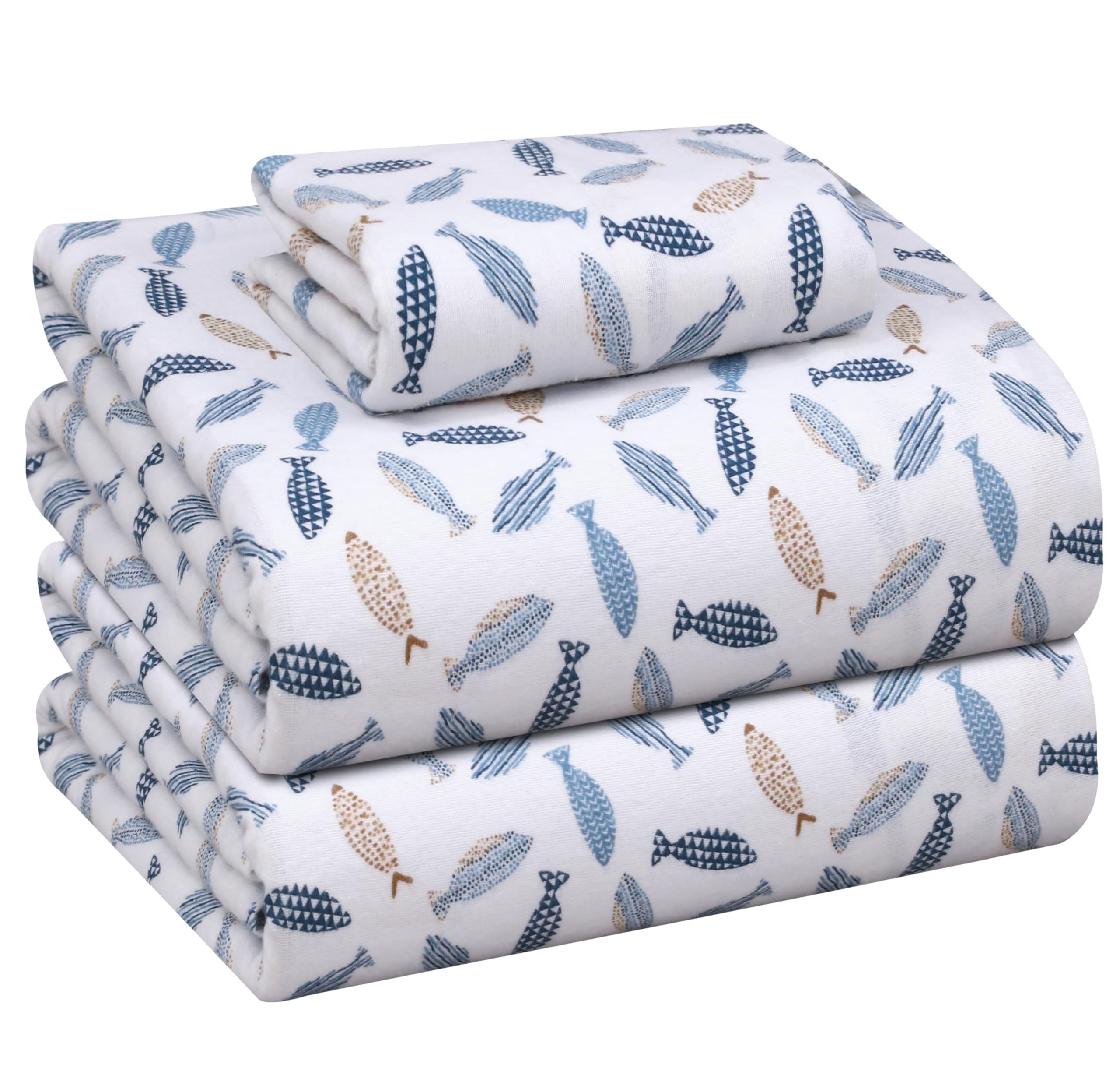 RUVANTI Flannel Sheets Queen Size - 100% Cotton Double Brushed Bed ...