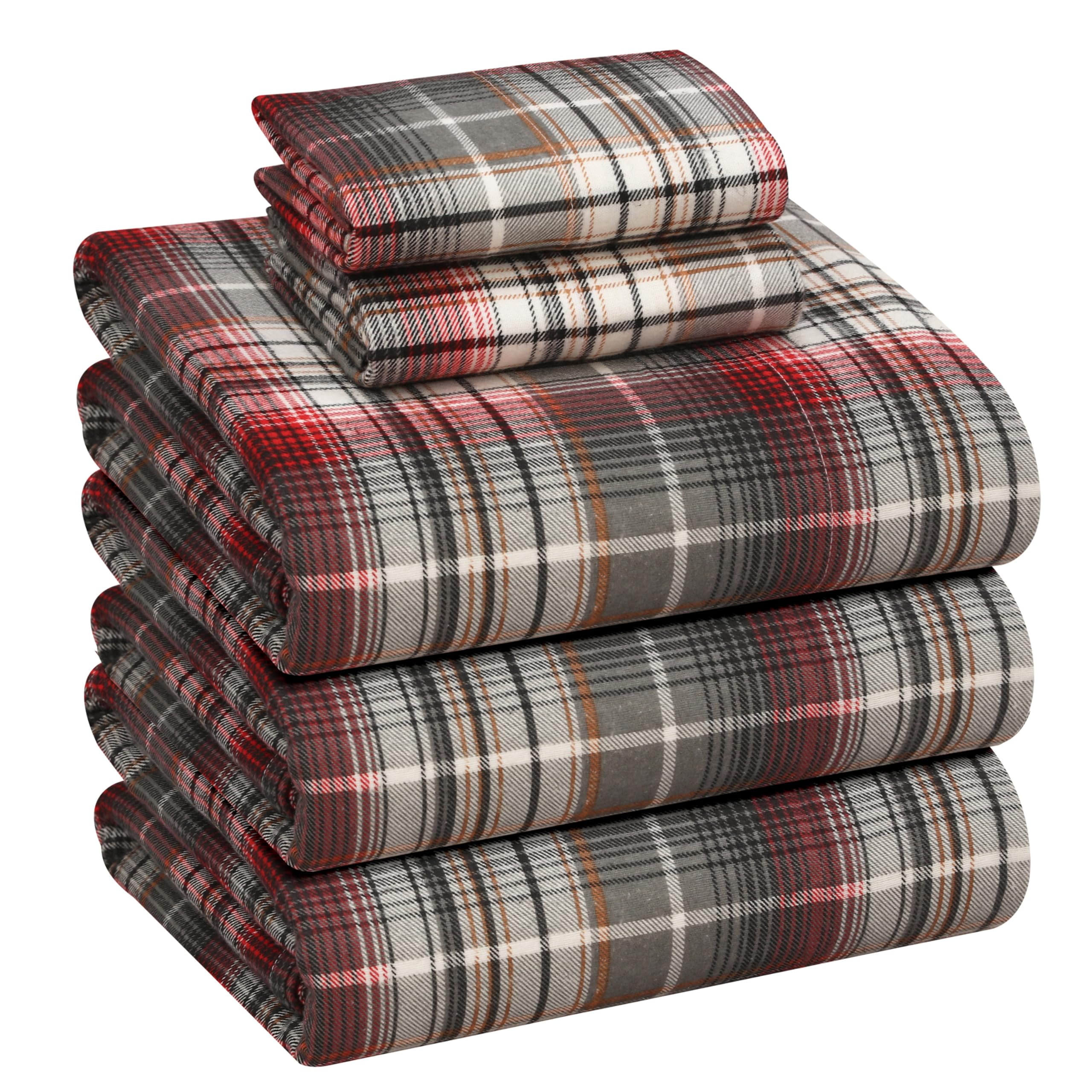 RUVANTI Flannel Sheets Split King Size - 100% Cotton Brushed Split King ...