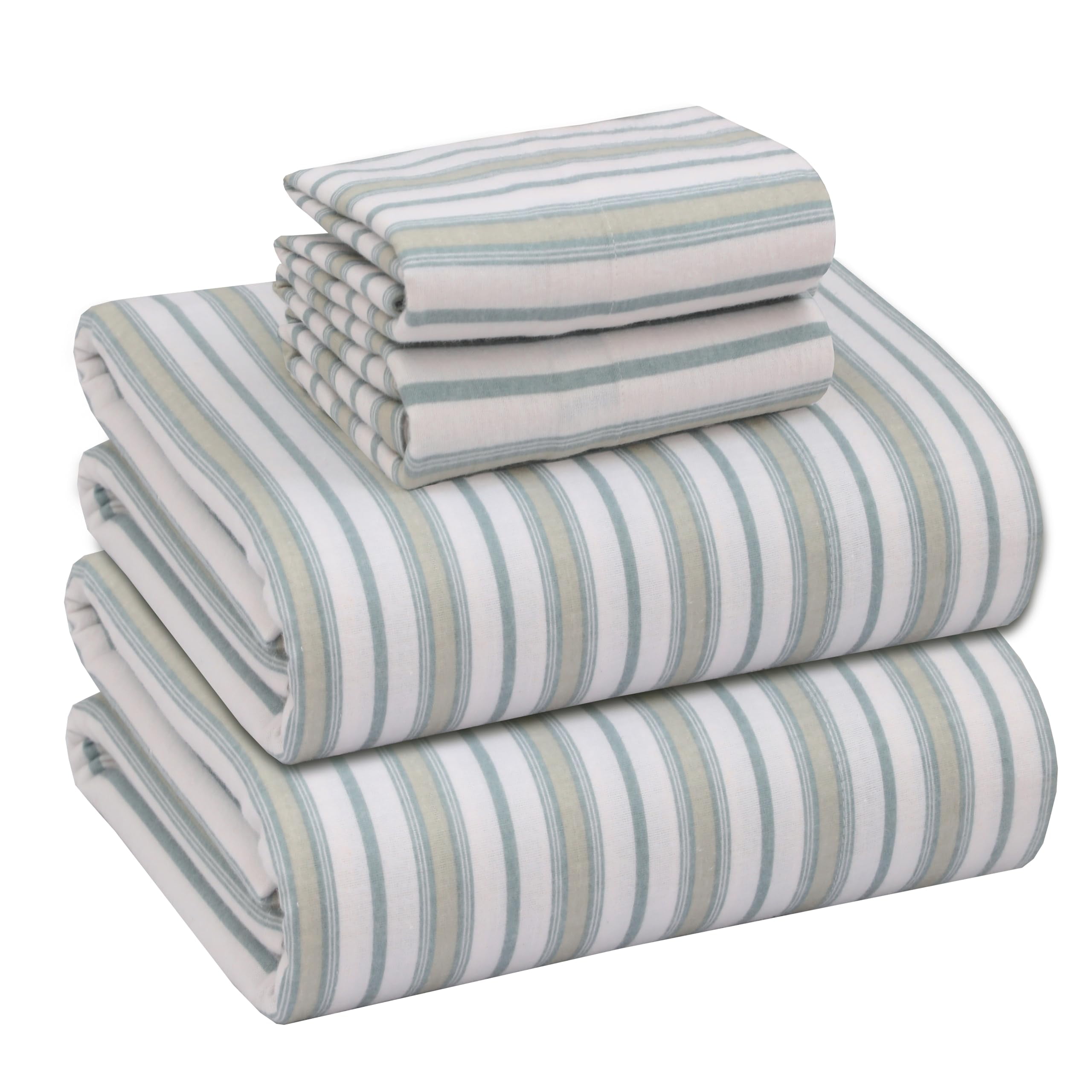 Ruvanti Flannel Sheets Twin Size 4 Pcs - 100% Cotton Double Brushed Bed ...