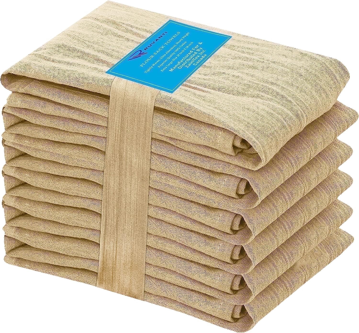 RUVANTI Flour Sack Towels 12 Pack 28 x 28 Inches, Ring Spun 100% Cotton ...