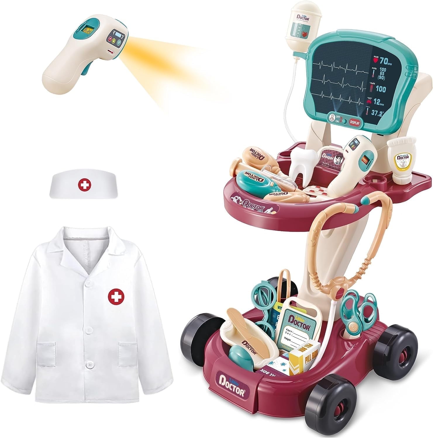 RUVINCE Doctor Medical Play Set for Kids, 30-Piece Kids Doctor Set w ...