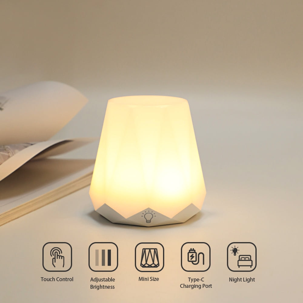 RUXAN Bedside Night Lamp for Kids, Rechargeable Nursery Lamp, LED Touch ...