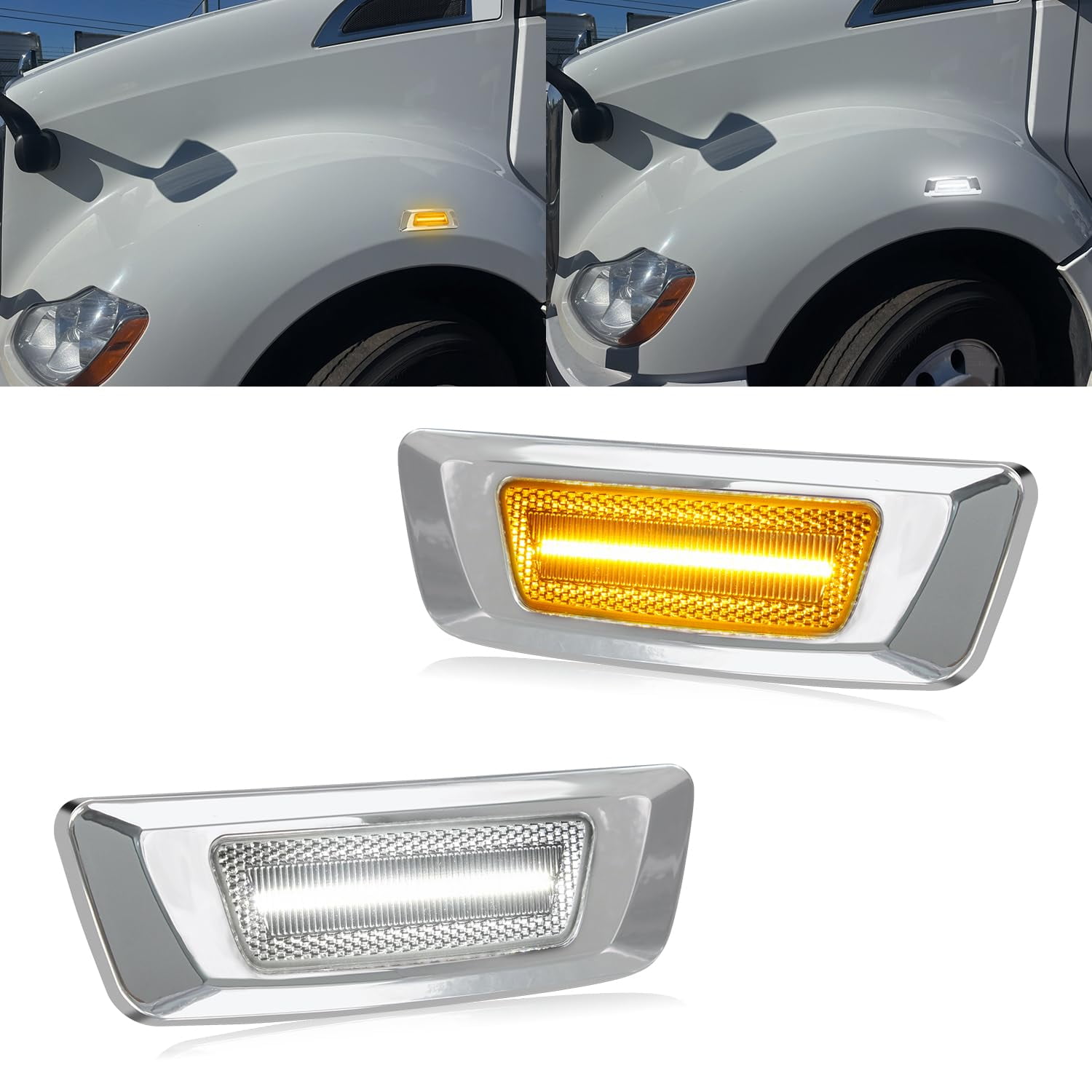 RUXIFEY LED Side Marker SSF20 Light Turn Signal Position light, Front Fender Sidemarker Turn ...