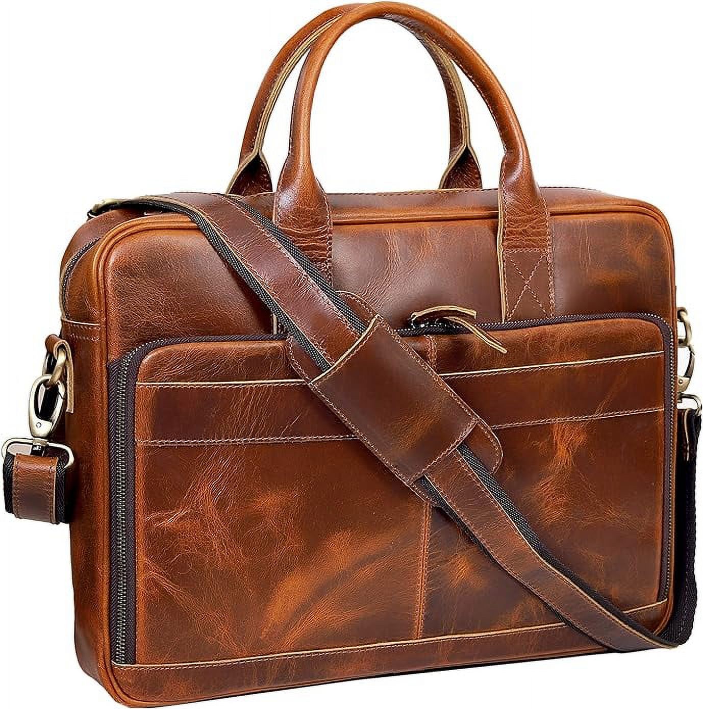 KomalC 16-Inch Leather briefcases Laptop Messenger Bags for Men and ...