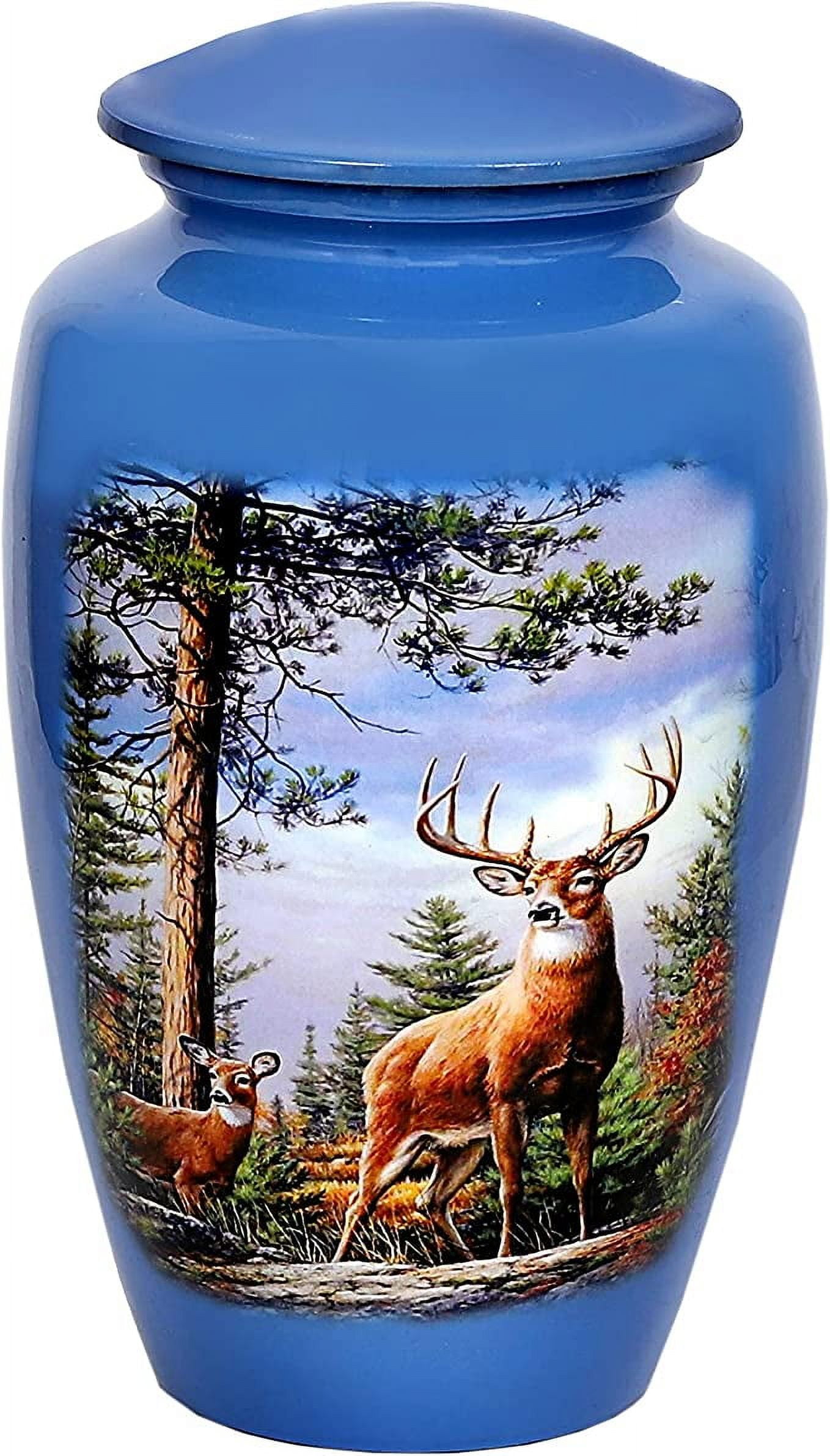 RUZIOON 200lbs Large Size Handcrafted Grazing Deer Cremation Urn with ...