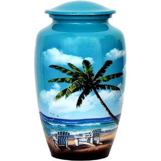 Embossed Sunflower Blue Cremation Urn - Solid Brass Florentine Blue Urn ...