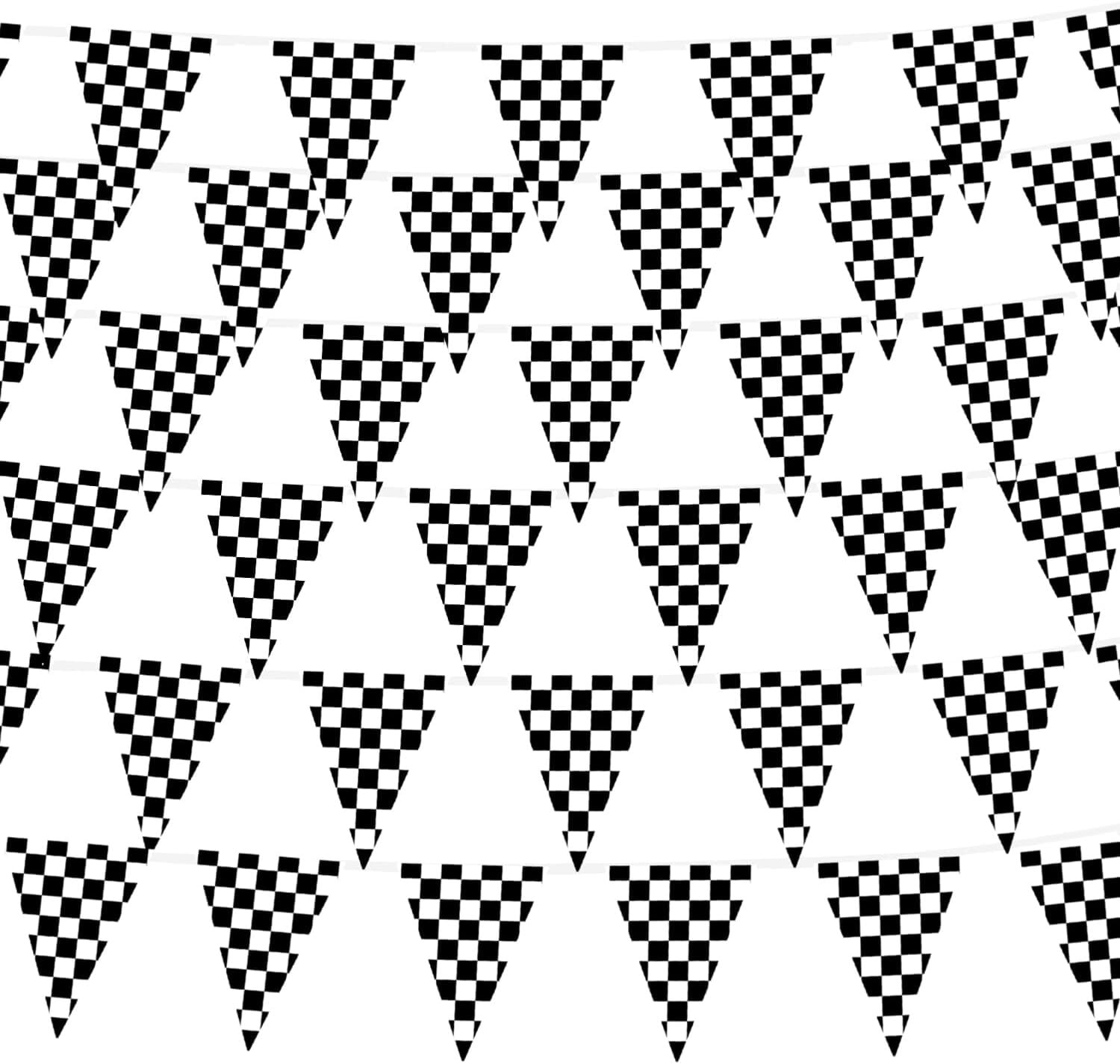 RUseeN 100 Feet Black and White Checkered Flag Banner, Checkered ...