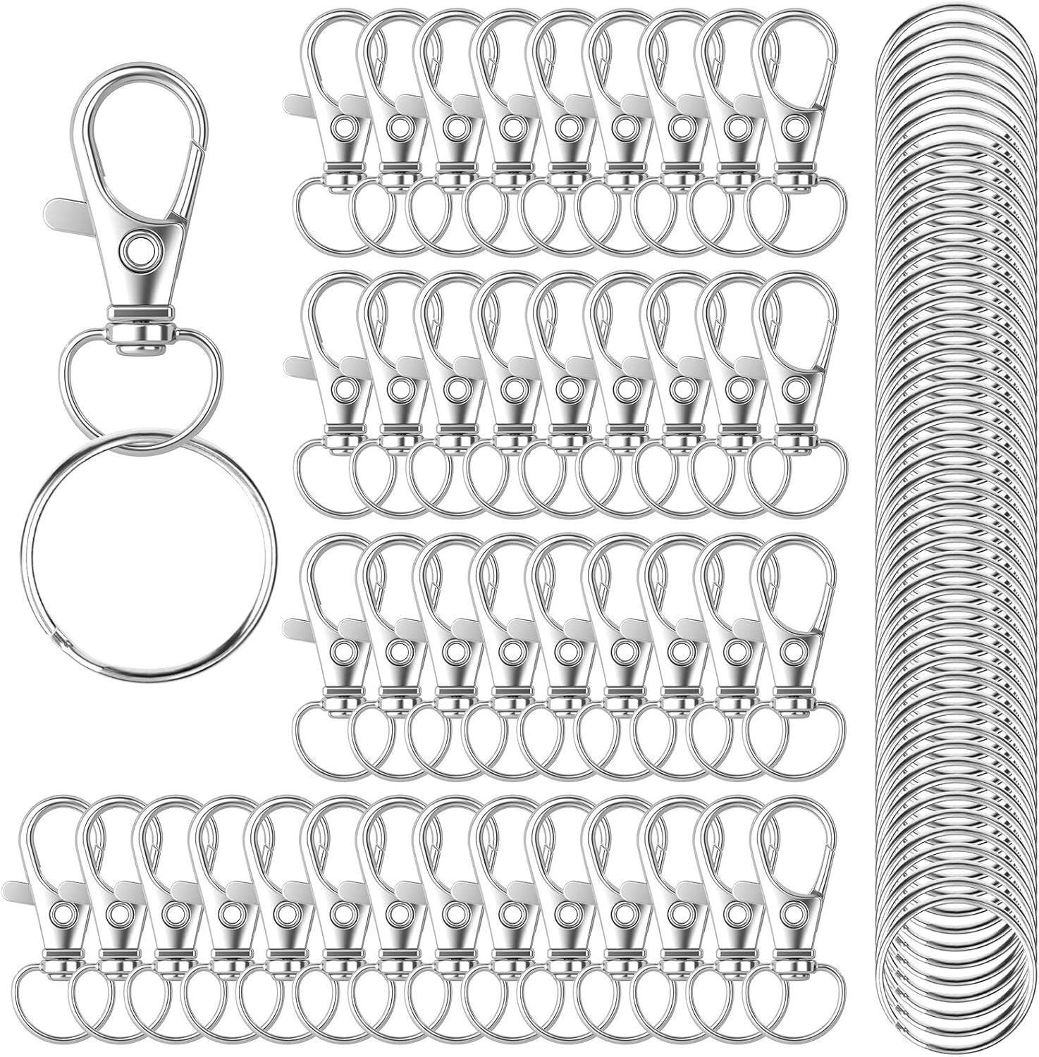 RUseeN 100PCS Keychain Making Kit, Lobster Claw Clasps with Keychains ...