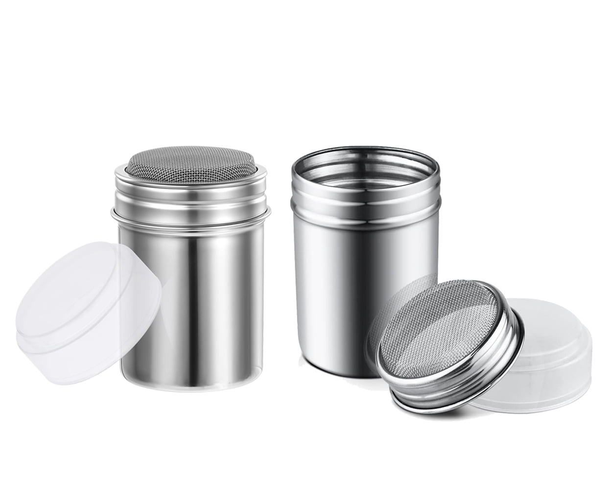 RUseeN 2 Pcs Powder Sugar Shaker, 6 oz Stainless Steel Powdered Sugar ...
