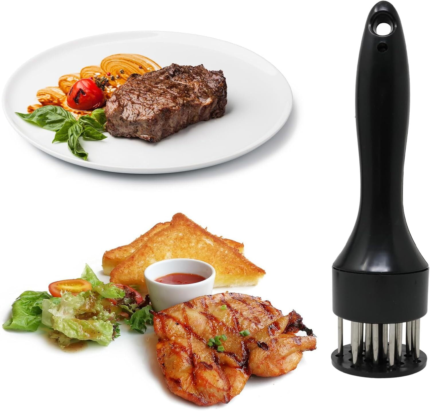 RUseeN 21 Stainless Steel Professional Meat Tenderizer Needle Prong ...