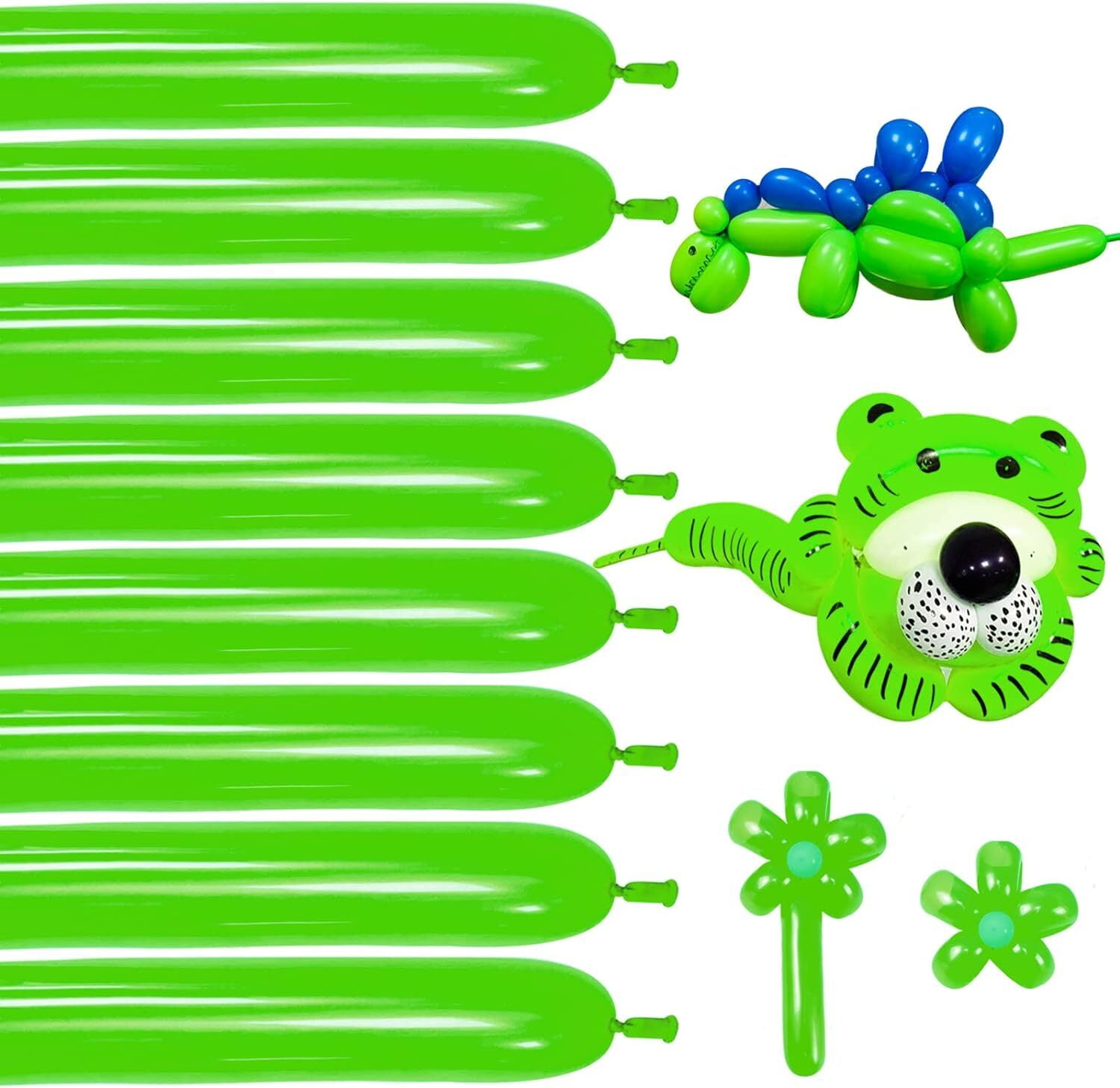 RUseeN 260 Balloons for Twisting Balloon Animal, Long Skinny Green ...