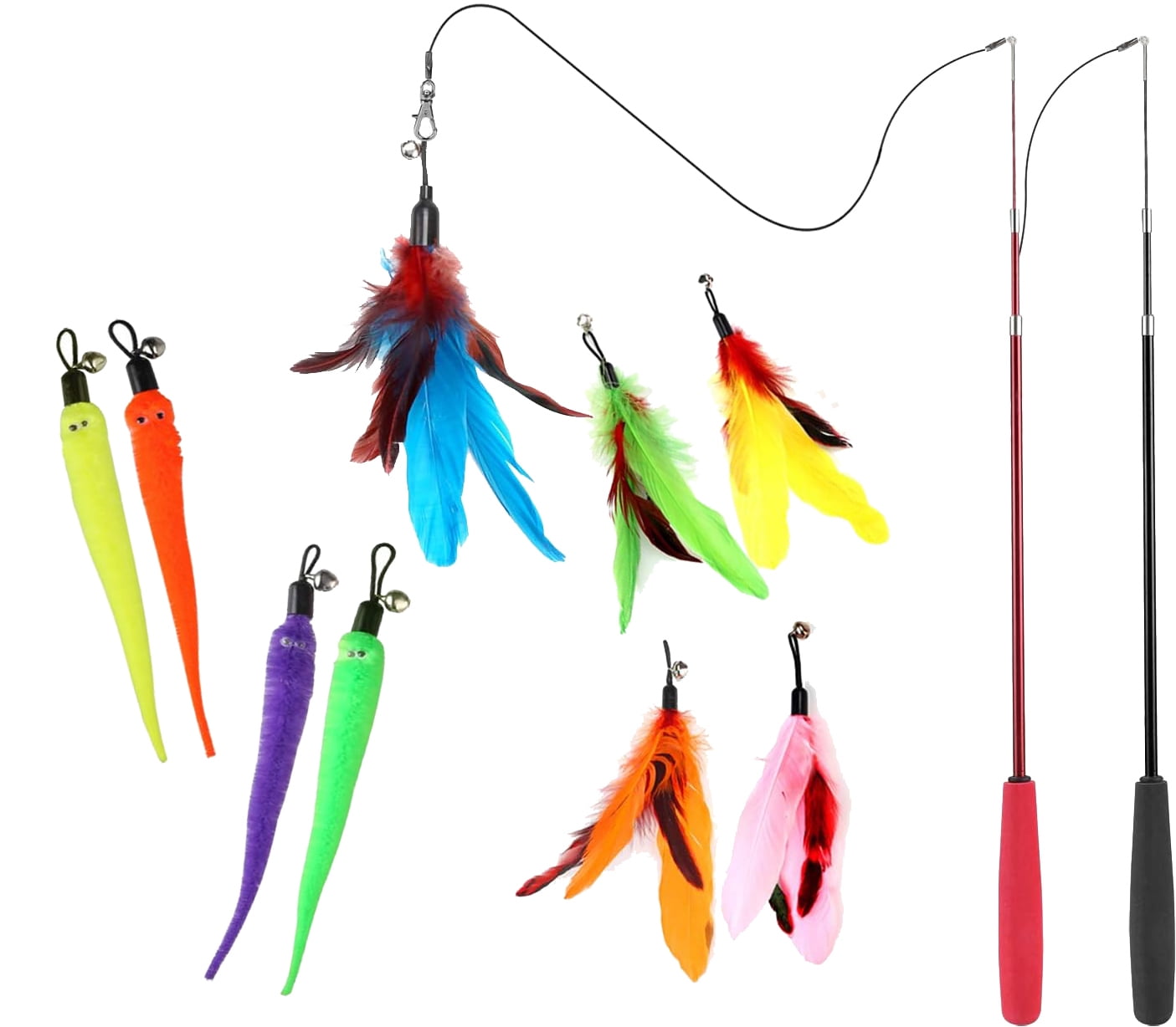 RUseeN 2PCS Ultra-Long Cat Teaser, Fishing Pole Toy,Interactive Toys ...