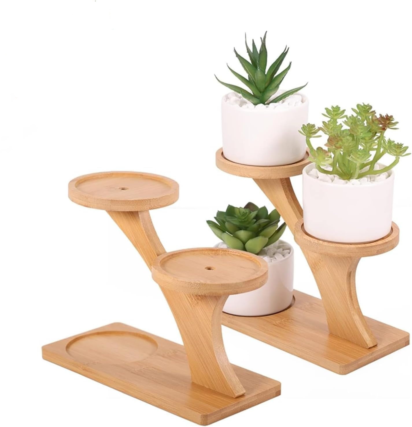 RUseeN 3 Tier Bamboo Plant Stand Rack Flower Small Tabletop Pot Holder ...