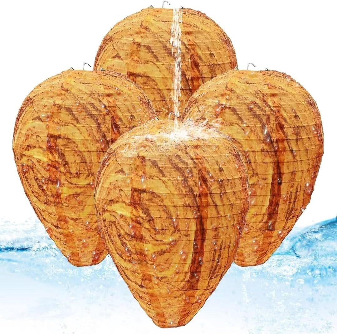 RUseeN 4 Pack Paper Wasp Nest Decoy Hanging Wasp for Hornet Nest for ...