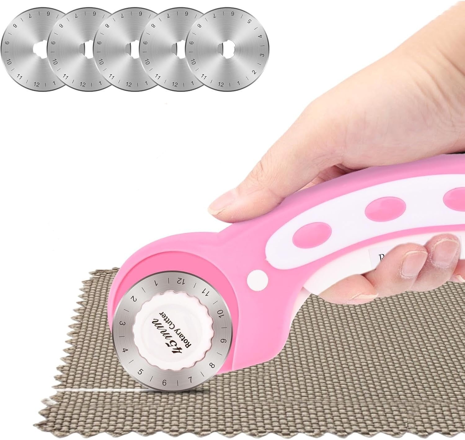 RUseeN 45mm Rotary Cutter with 5pcs Extra Blades Fabric Paper Cutters ...