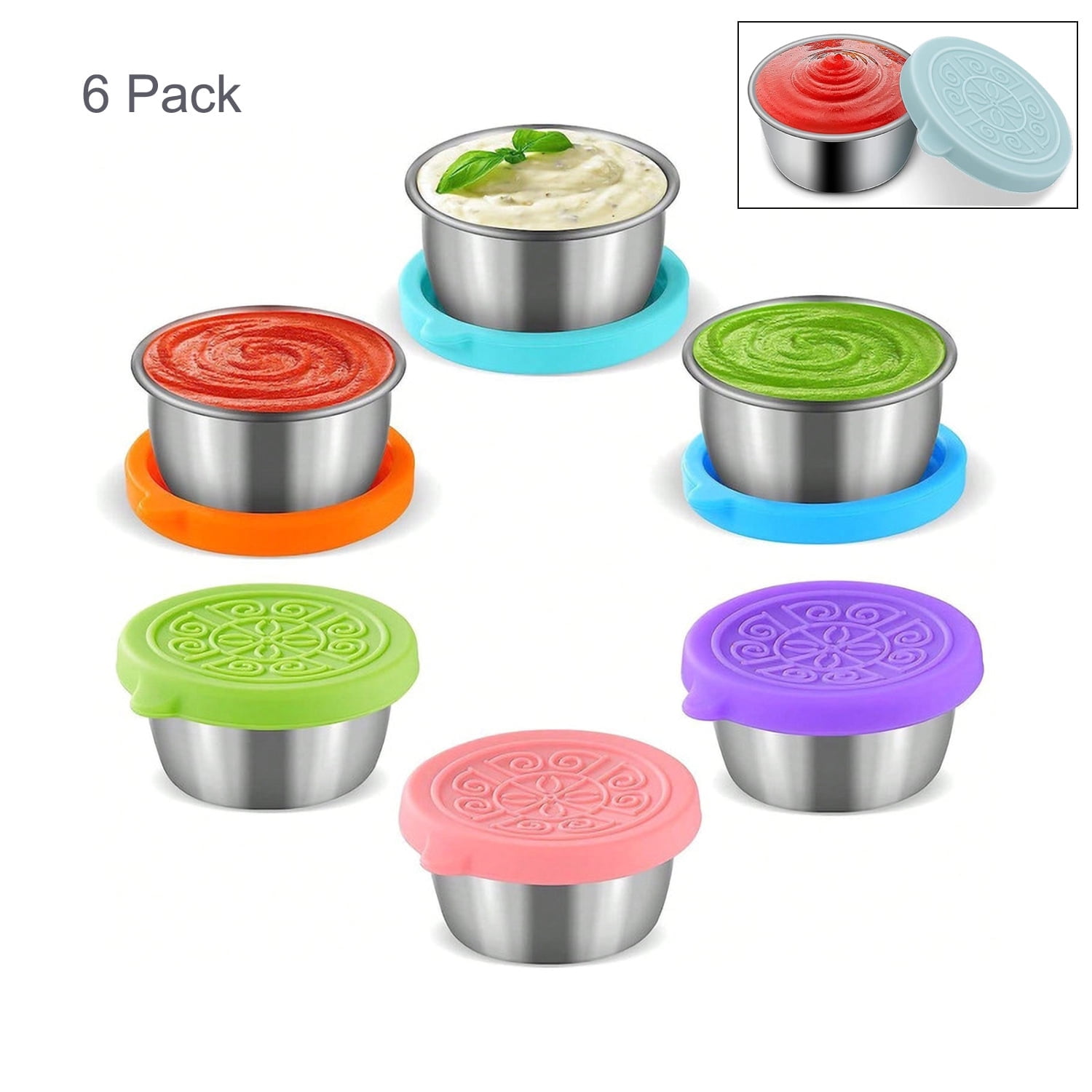 RUseeN 6 Pack Salad Dressing Container To Go, 1.7oz Small Condiment ...