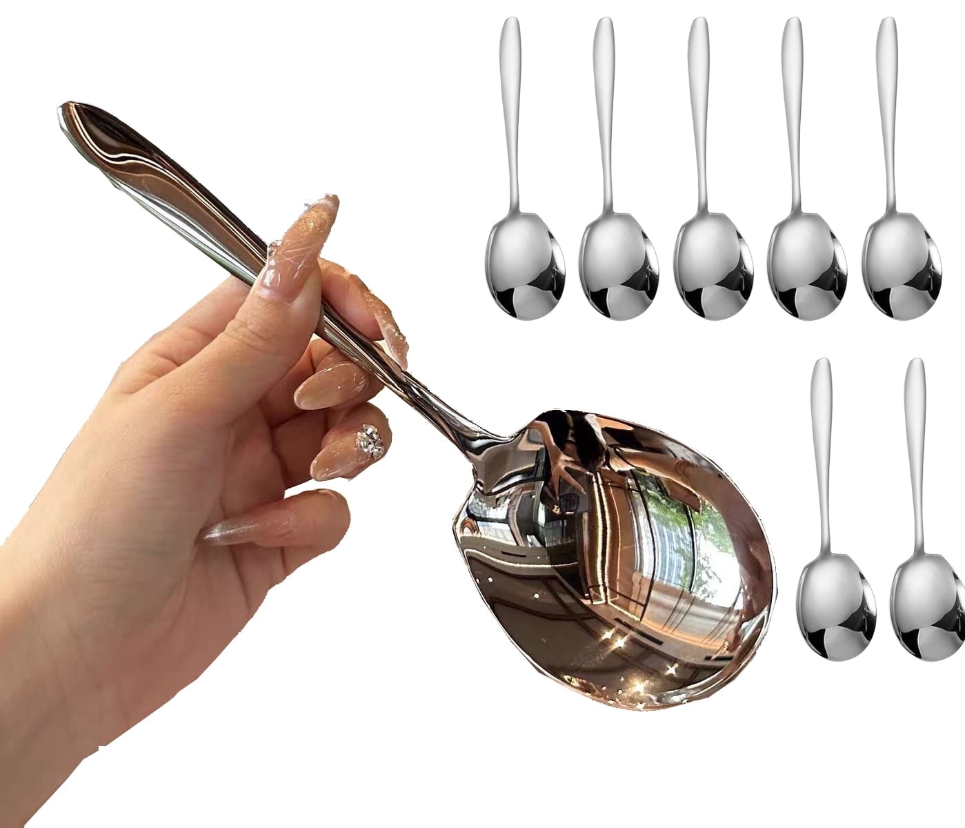 RUseeN 8 PCS Large Buffet Serving Spoons, Heavy Duty Square head 8.7 X ...