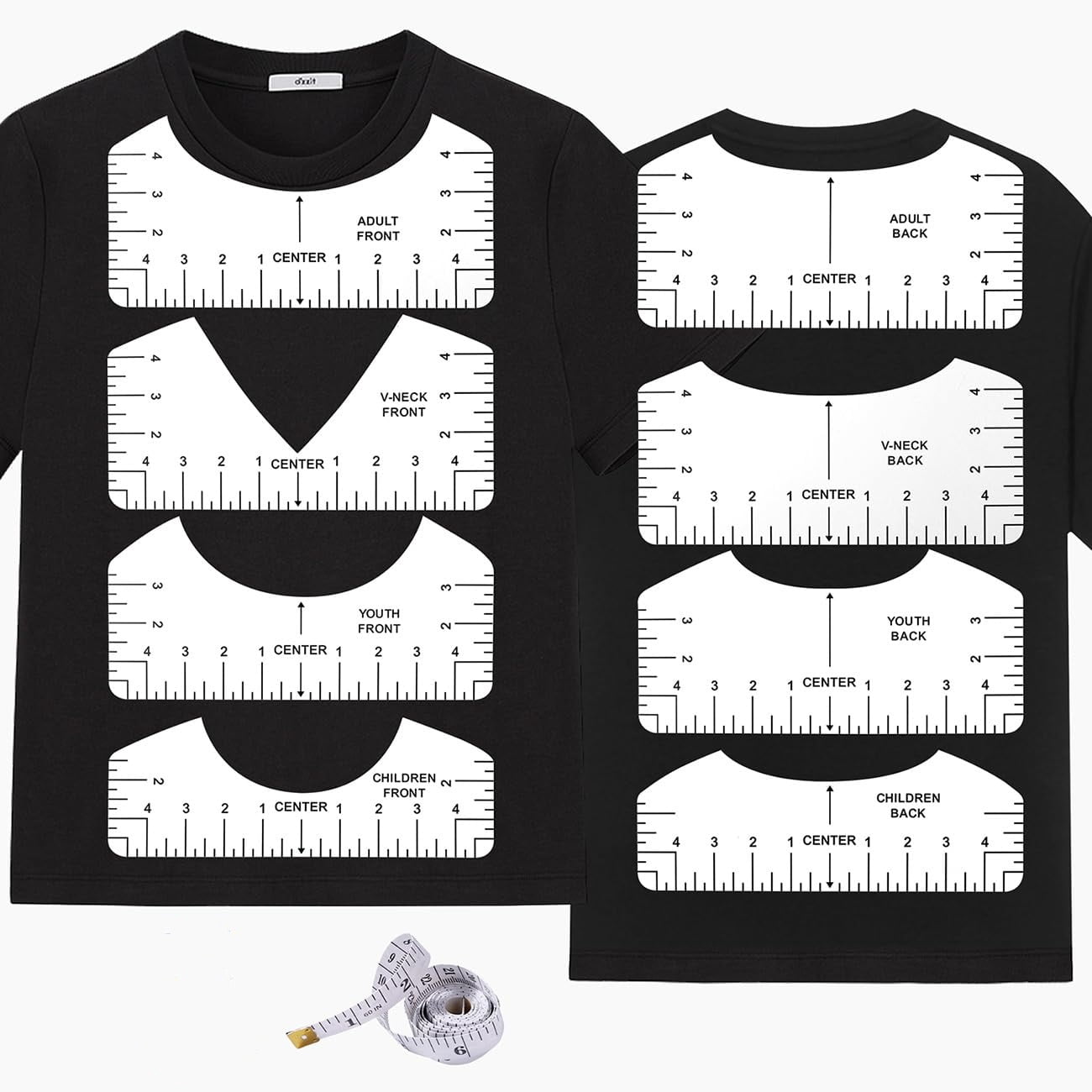 RUseeN 9 Pcs Tshirt Ruler Guide to Center Vinyl, 10 in Transparent V ...