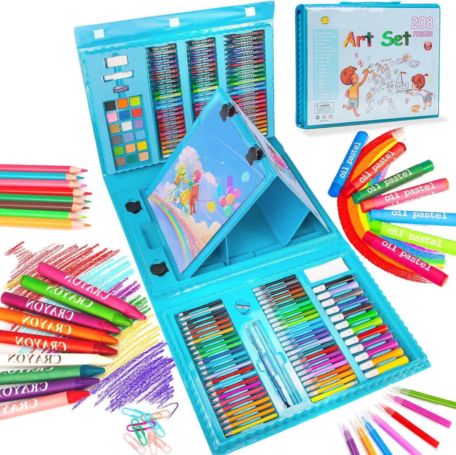 RUseeN Art Supplies for Kids, 208 Pcs Drawing Kits Art Case Coloring ...