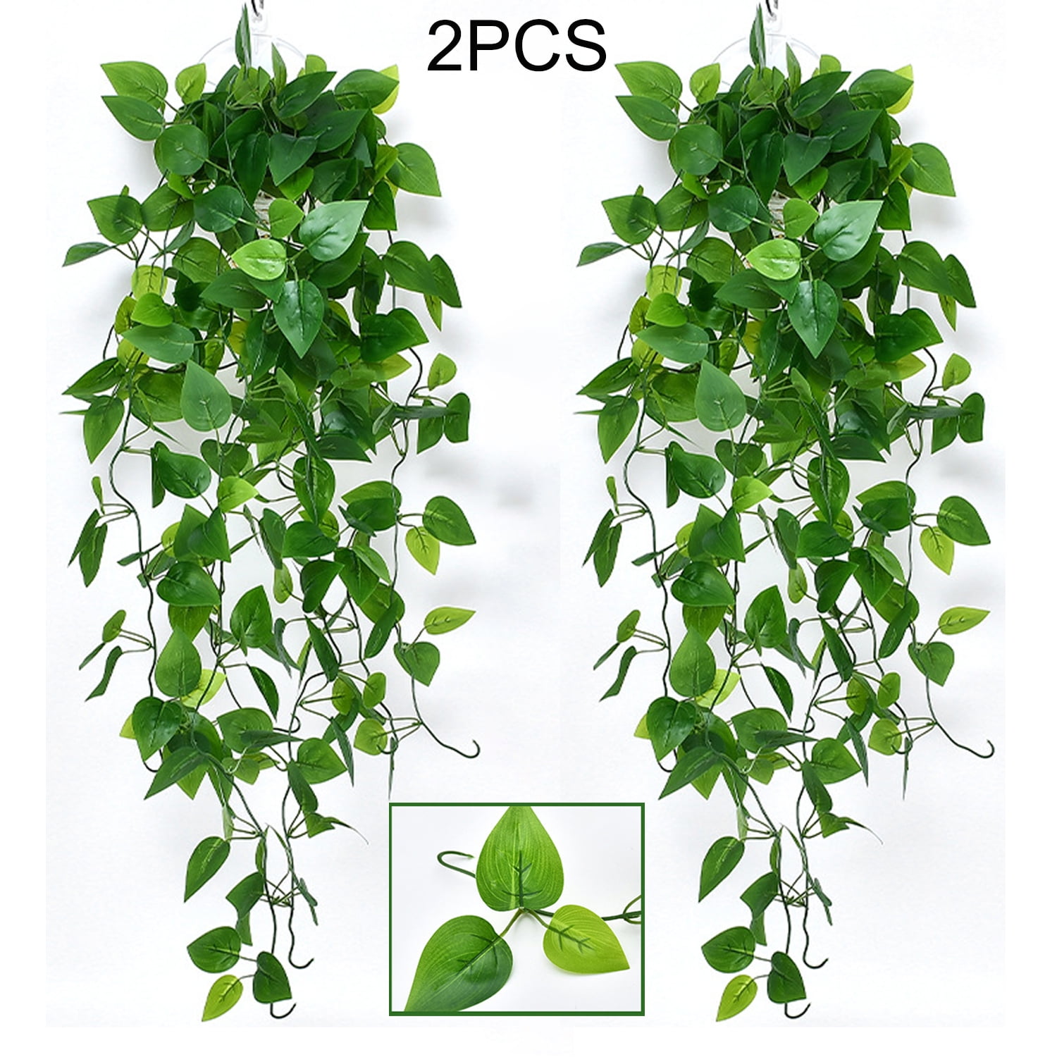 RUseeN Artificial Hanging Plants, 2 Pack Fake Hanging Plant Faux Potted ...