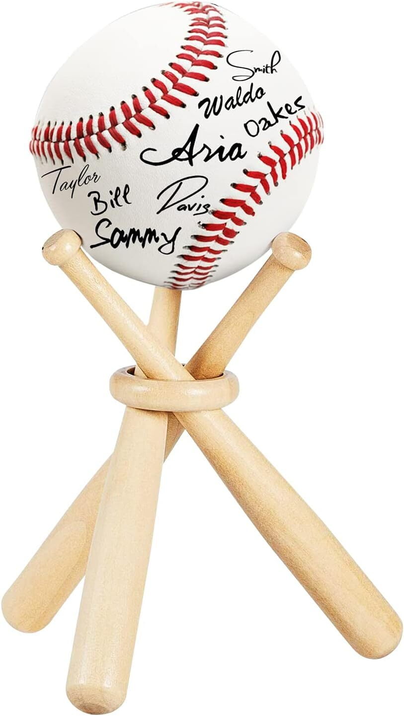 RUseeN Baseball Stand Baseball Stand Holder Wooden Base Ball Stand ...