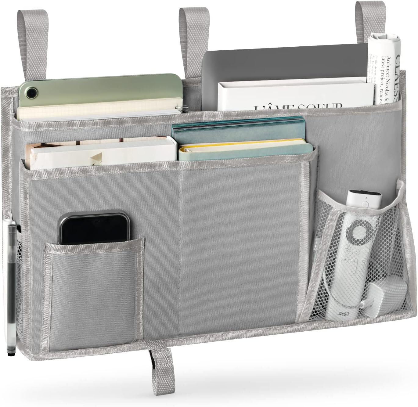 RUseeN Bedside Caddy, Hanging Bedside Storage Organizer with 8 Pockets ...