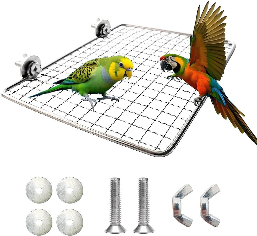 RUseeN Bird Perches Platform, Stainless Steel Shelves for Bird Cage ...