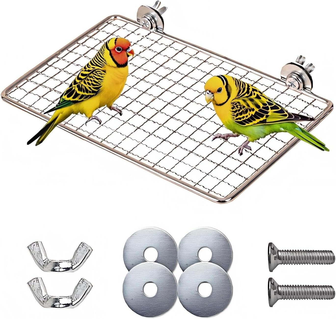 RUseeN Bird Stainless Steel Bird Perch Corner Platform Stand Shelf for ...