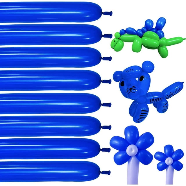 RUseeN Blue Long Skinny Balloons Blue Balloons Shiny Thick Latex, Blue ...