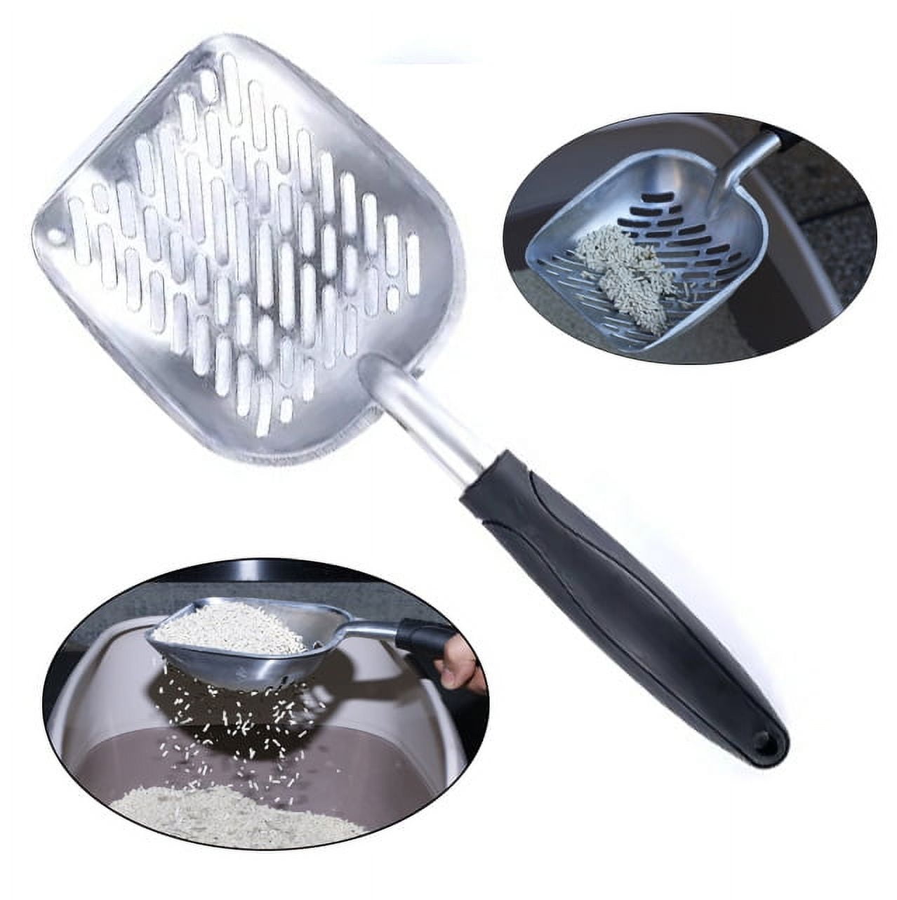 RUseeN Cat Litter Scoop Stainless Steel Mesh Scooper Long Handle Deep ...