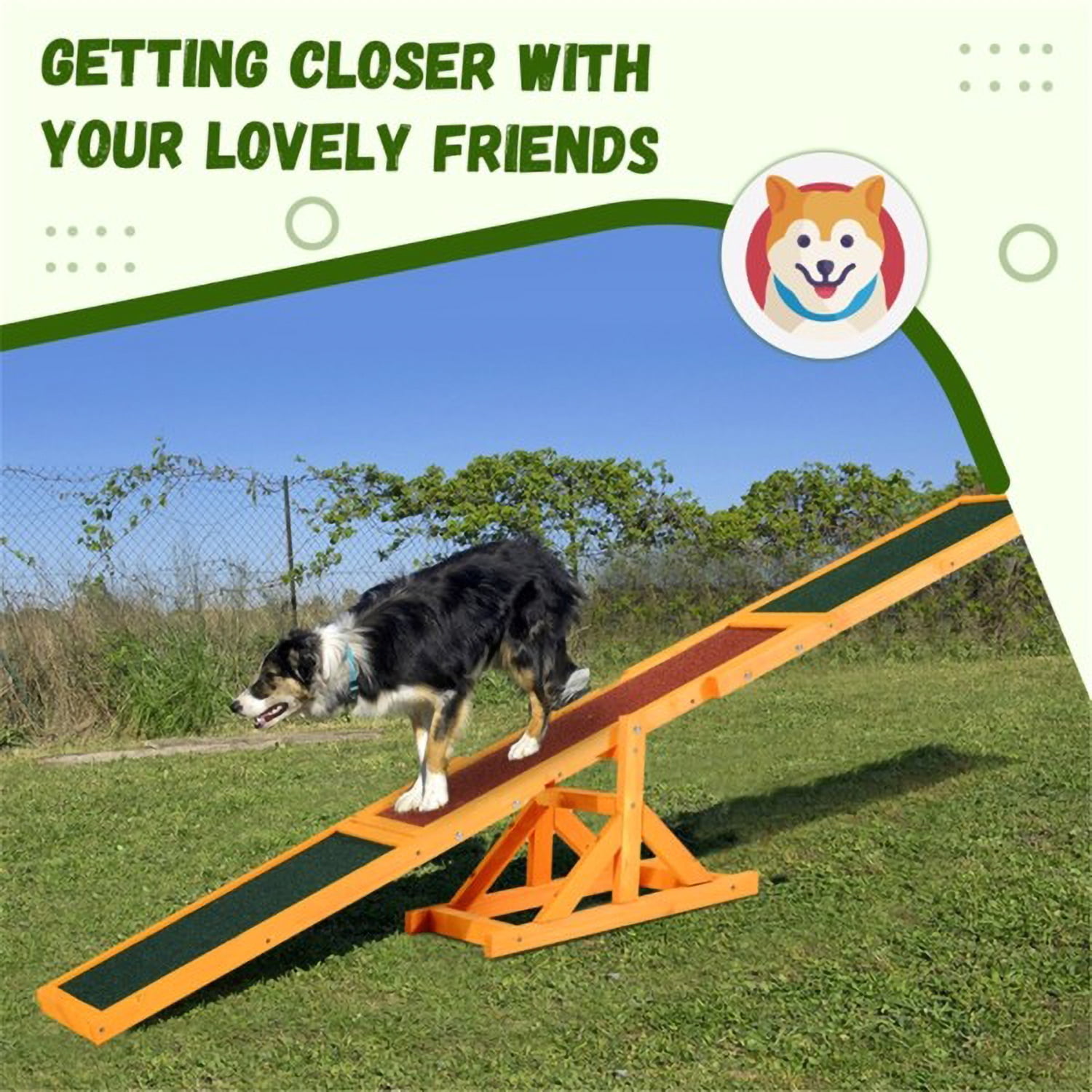 RUseeN Colourful Wooden Pet Seesaw for Big and Small Dogs, Equipment ...