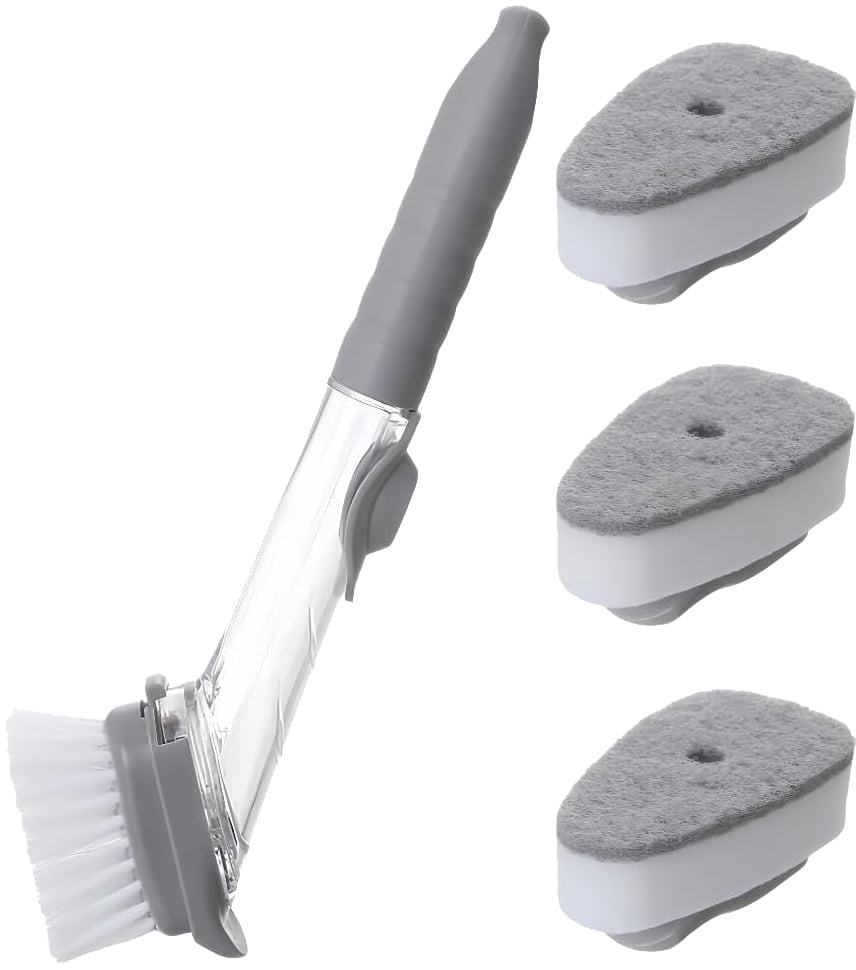 RUseeN Dish Brush with Soap Dispenser, Dishwand Brush Scrubber, Dish ...