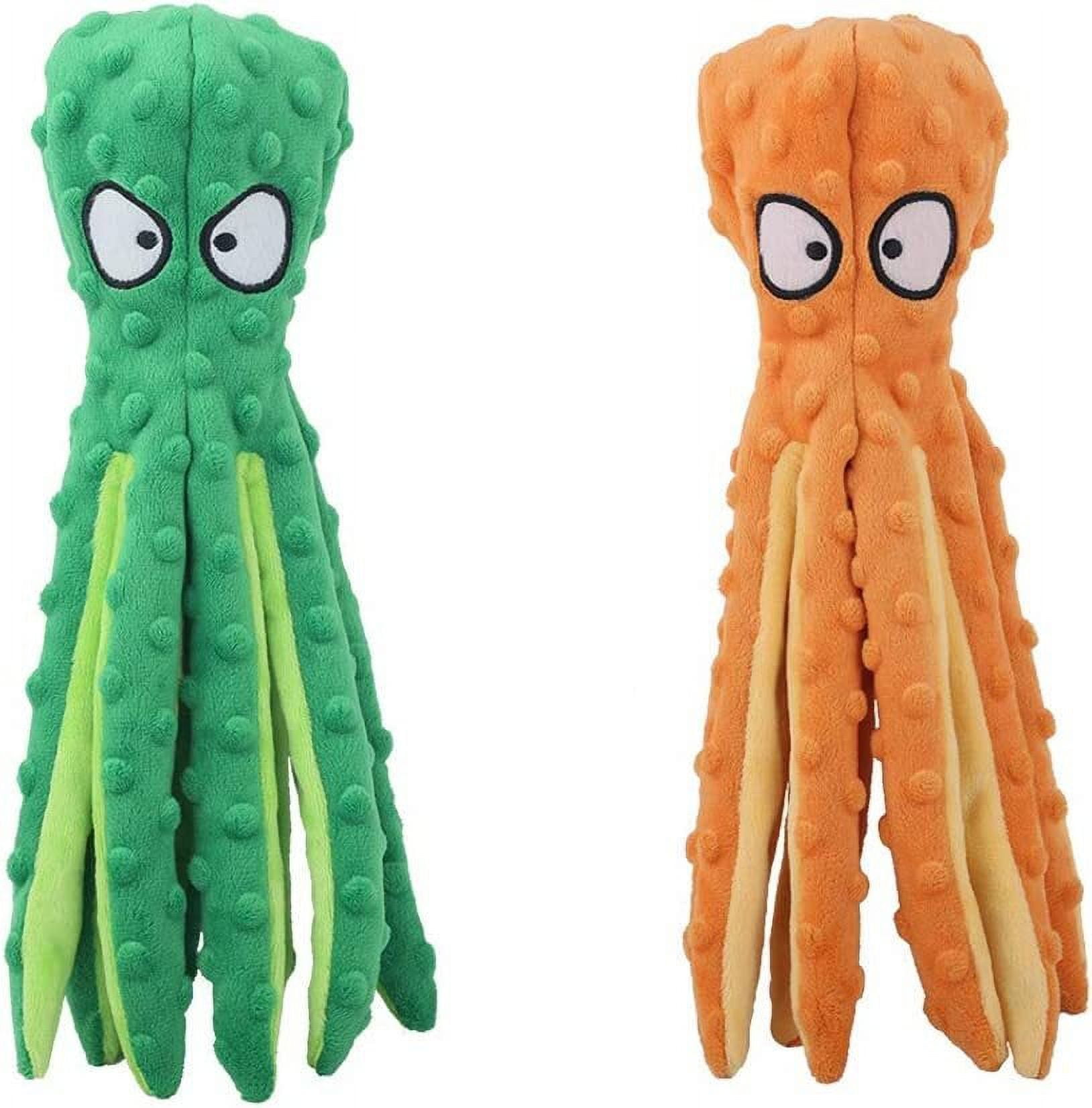 RUseeN Dog Squeaky Toys Octopus 2 Pack, No Stuffing Crinkle Plush Dog Toys for Puppy Teething ...